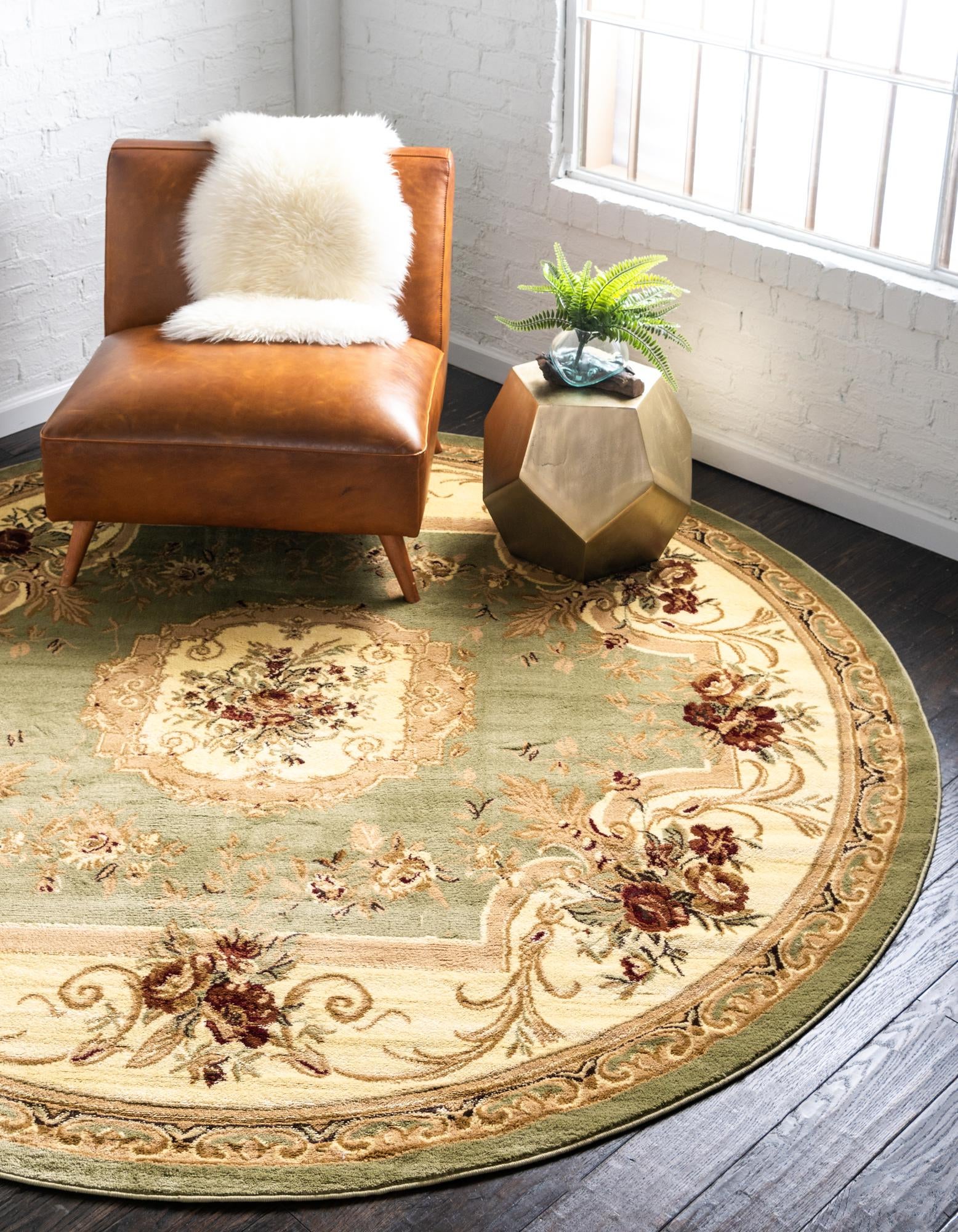 Green 5' 3 x 5' 3 Chateau Round Rug | Rugs.com