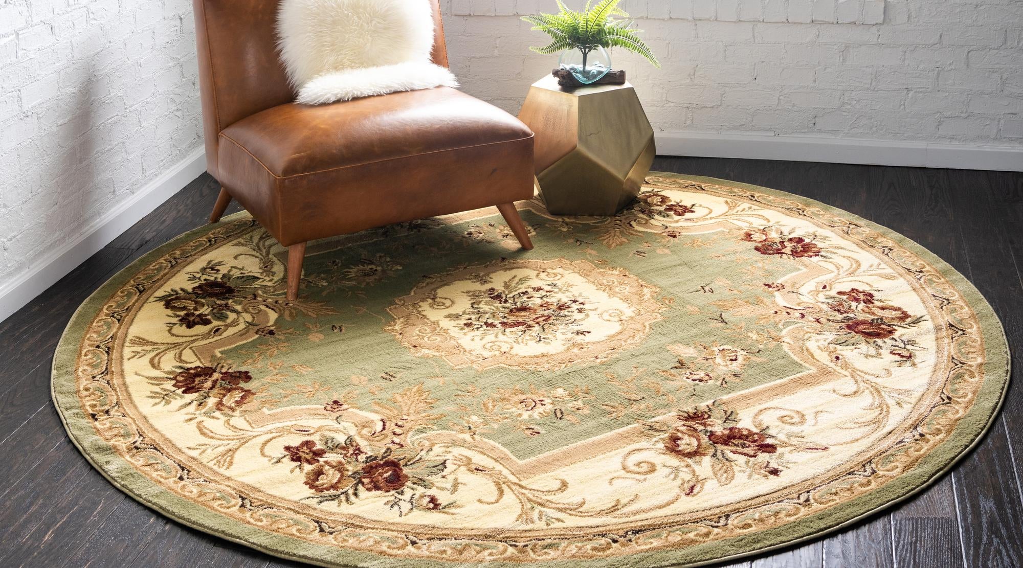 Green 5' 3 x 5' 3 Chateau Round Rug | Rugs.com