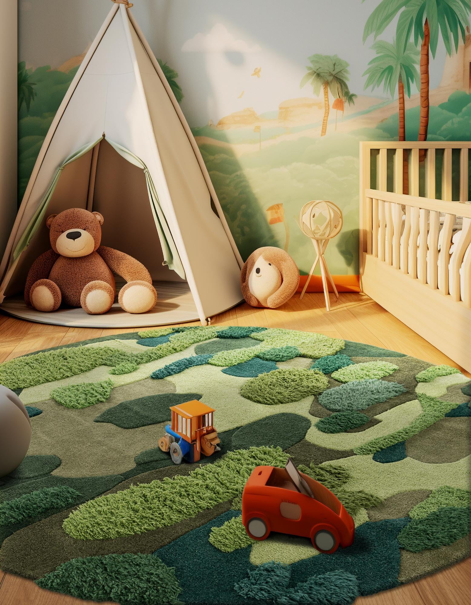 Green 3' 1 x 3' 1 Moss Garden Round Rug | Rugs.com