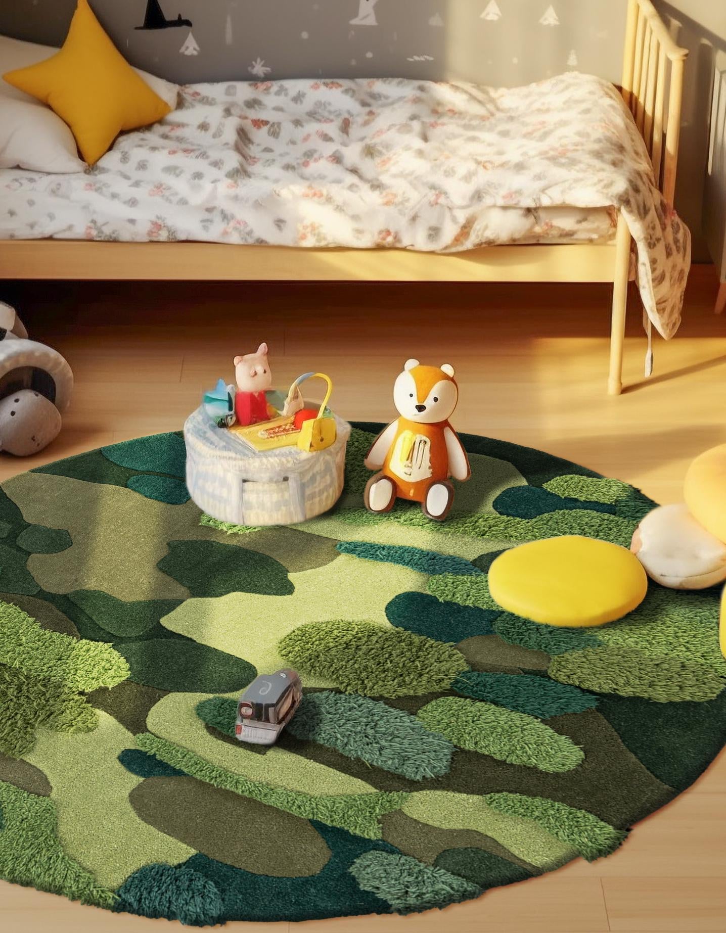 Green 3' 1 x 3' 1 Moss Garden Round Rug | Rugs.com