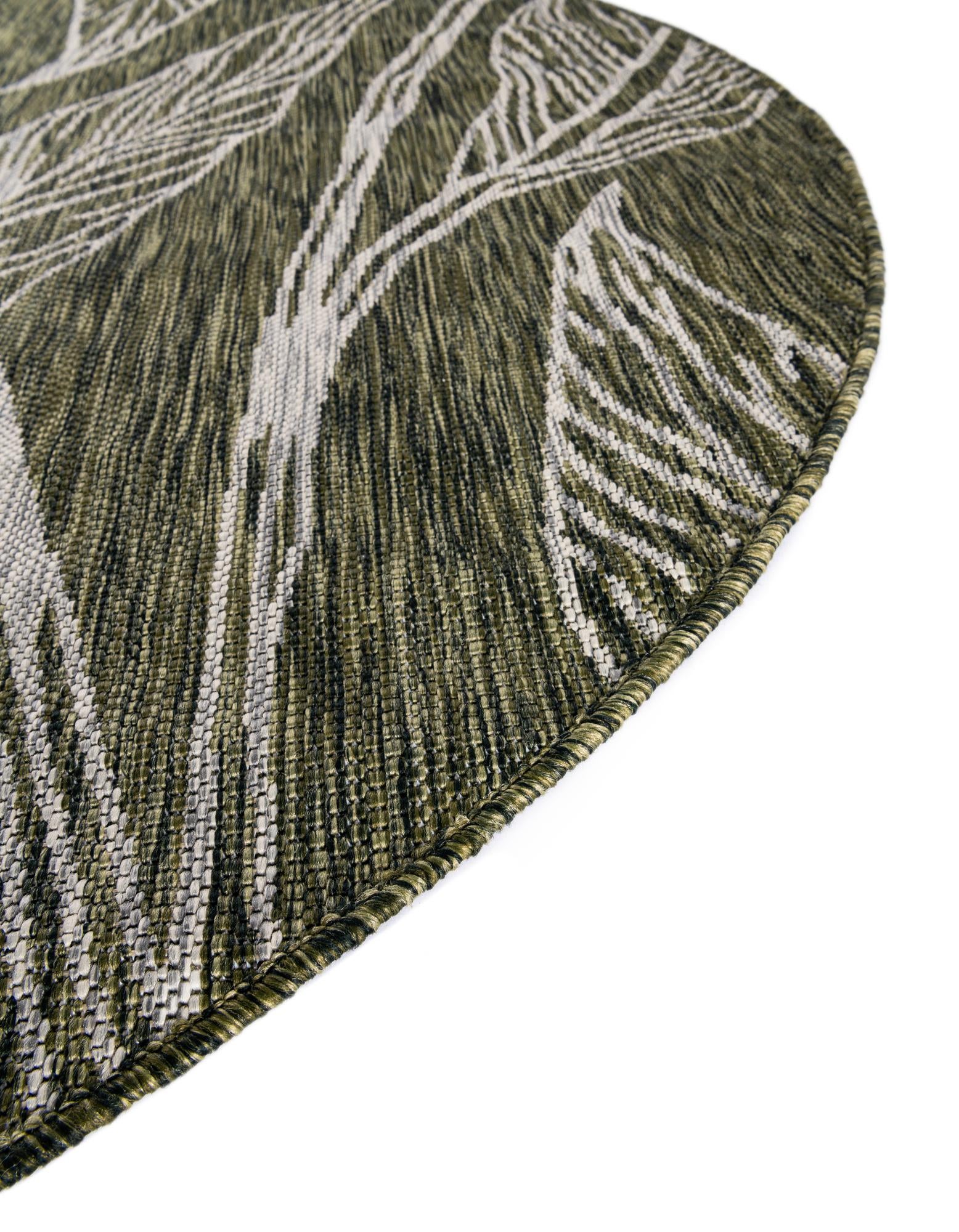 Green 5' 3 x 5' 3 Botanical Indoor / Outdoor Round Rug | Rugs.com