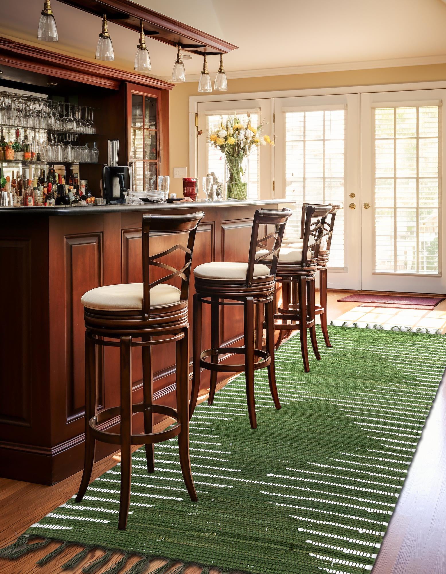 Green 2' x 8' Hand Woven Chindi Cotton Runner Rug | Rugs.com