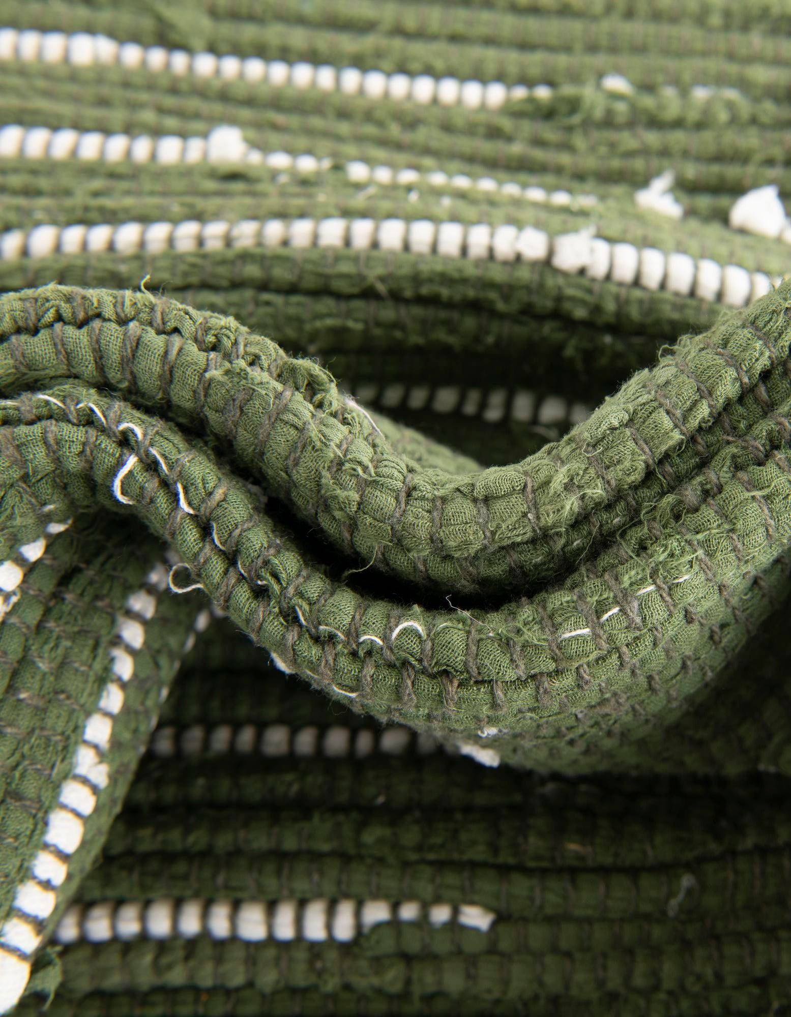 Green 2' x 8' Hand Woven Chindi Cotton Runner Rug | Rugs.com