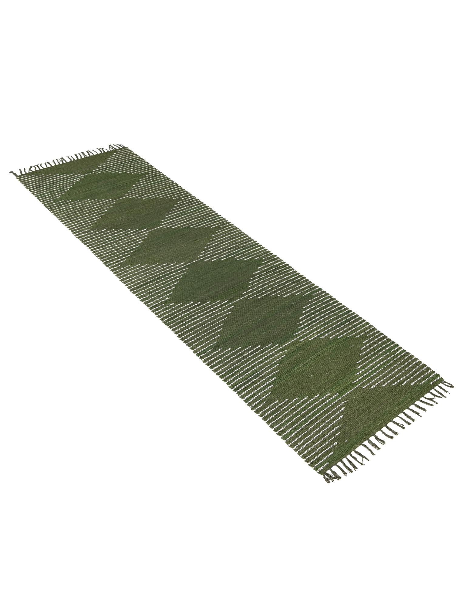 Green 2' 11 x 16' 1 Hand Woven Chindi Cotton Runner Rug | Rugs.com