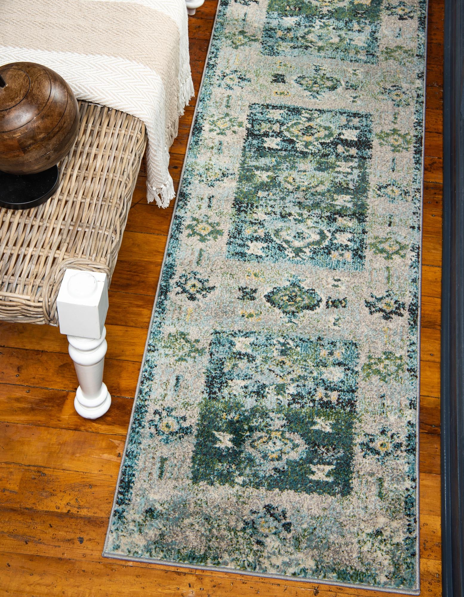 Light Green 2' x 6' Ankara Runner Rug | Rugs.com