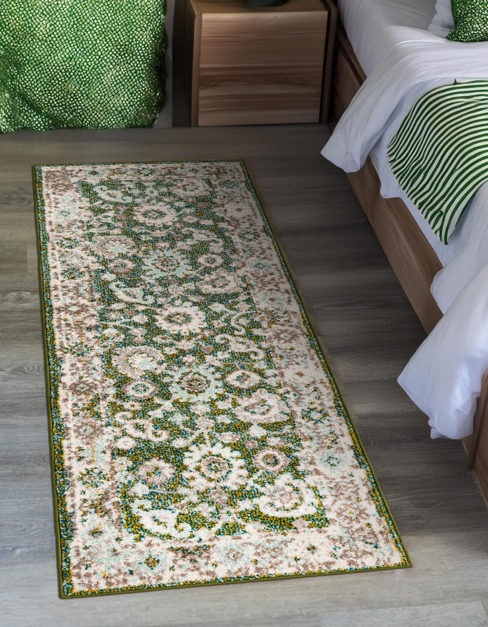 Green 2' x 6' Lucerne Runner Rug | Rugs.com