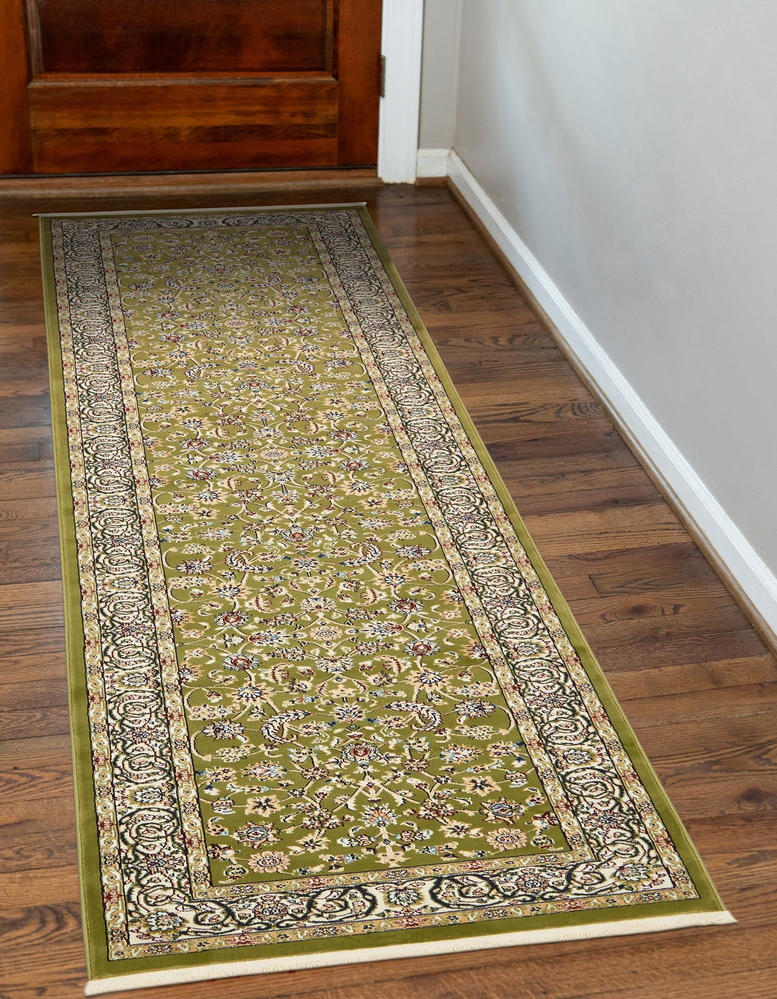 Green 3' x 13' Nain Design Runner Rug | Rugs.com