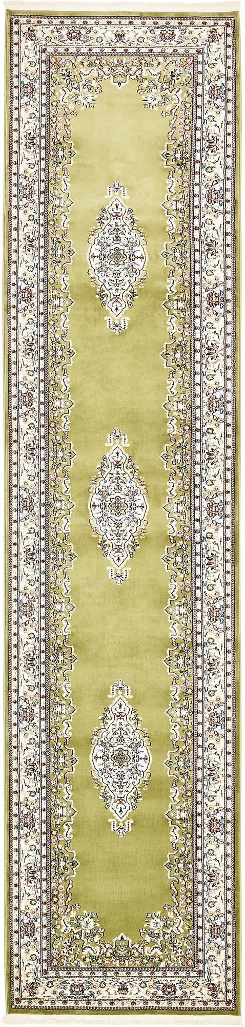 Green 3' x 13' Nain Design Runner Rug | Rugs.com