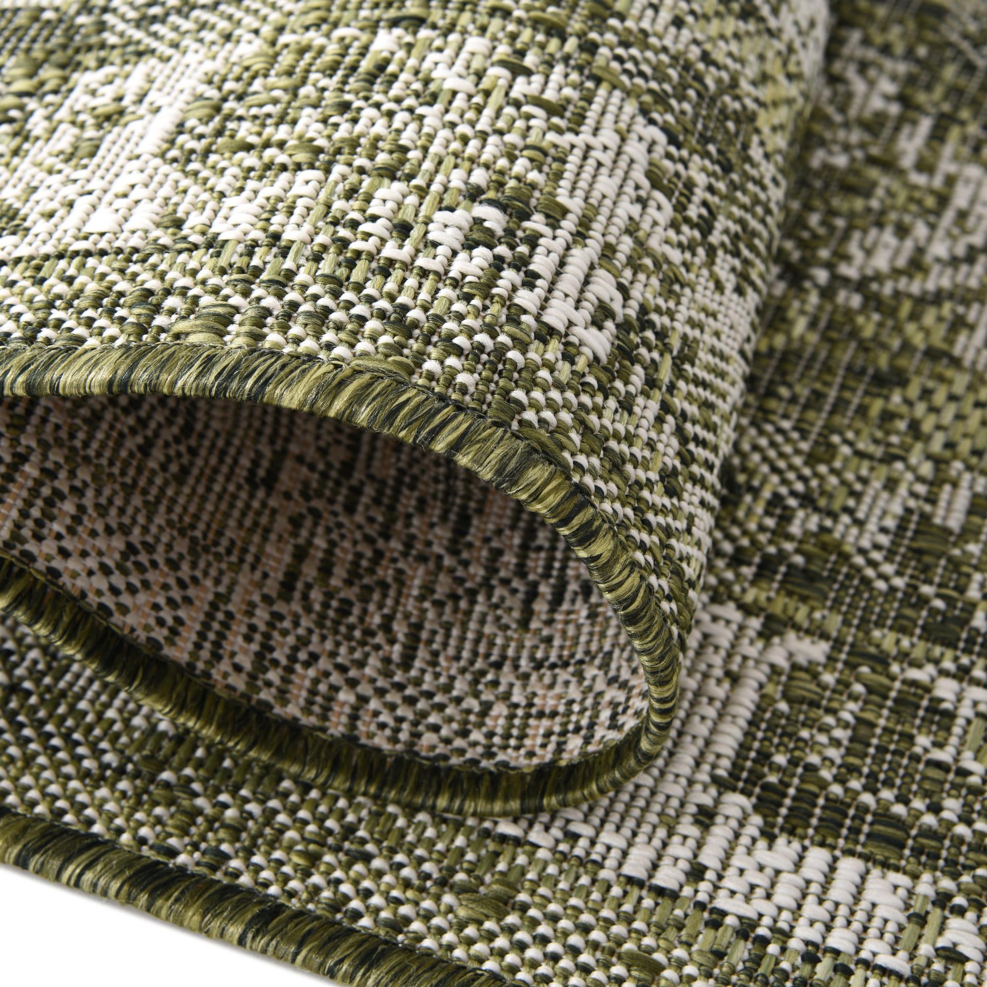 Green 2' x 8' Traditional Indoor / Outdoor Runner Rug | Rugs.com