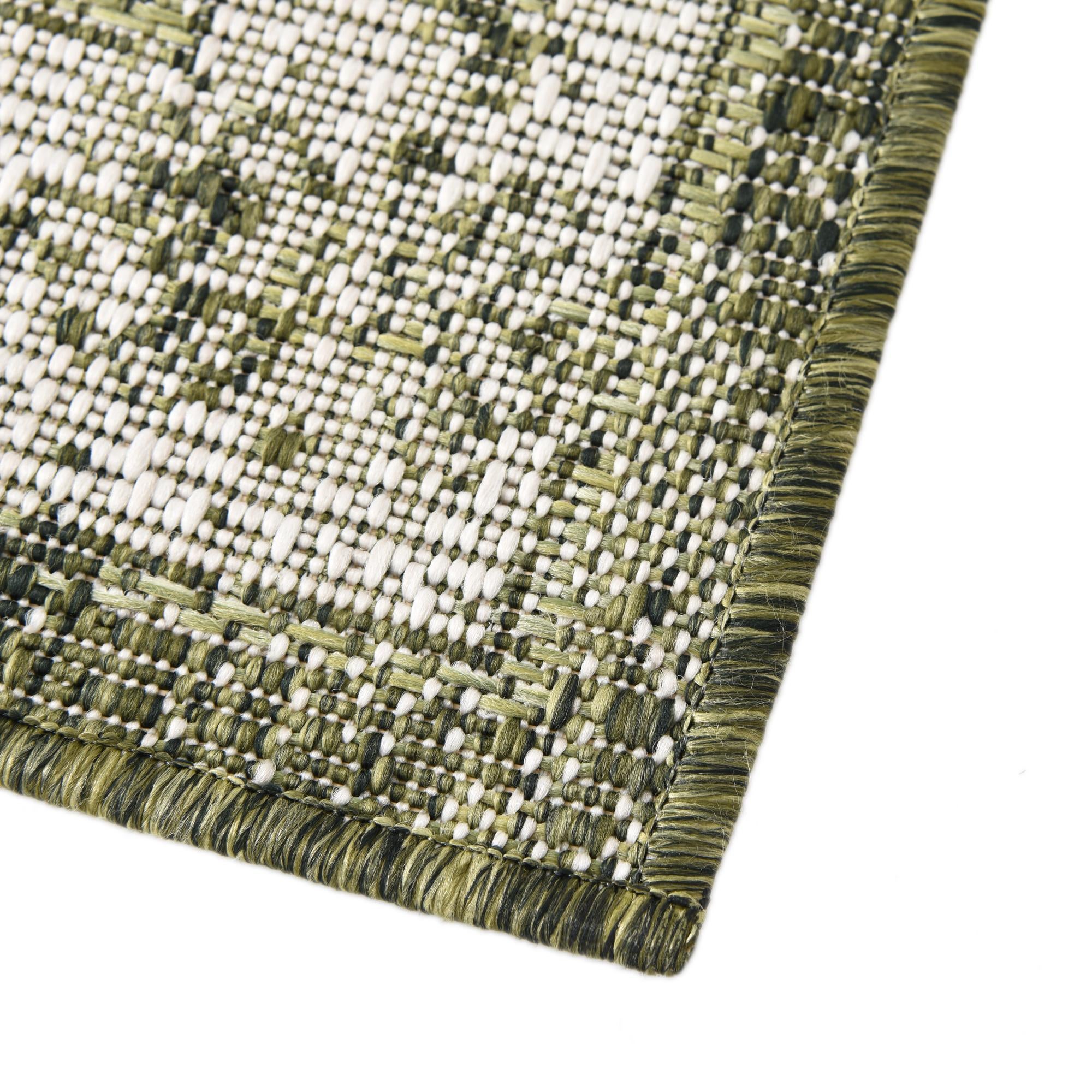 Green 2' x 8' Traditional Indoor / Outdoor Runner Rug | Rugs.com