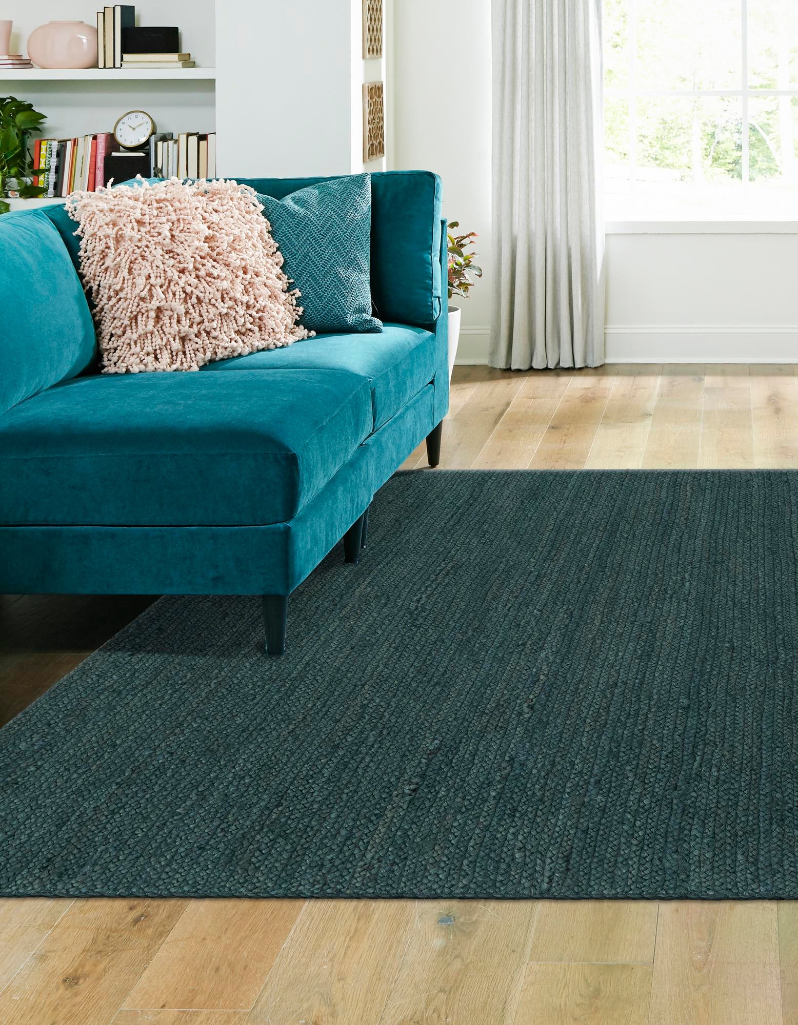 Green 7' 10 x 7' 10 Hand Braided Jute Square Rug | Rugs.com