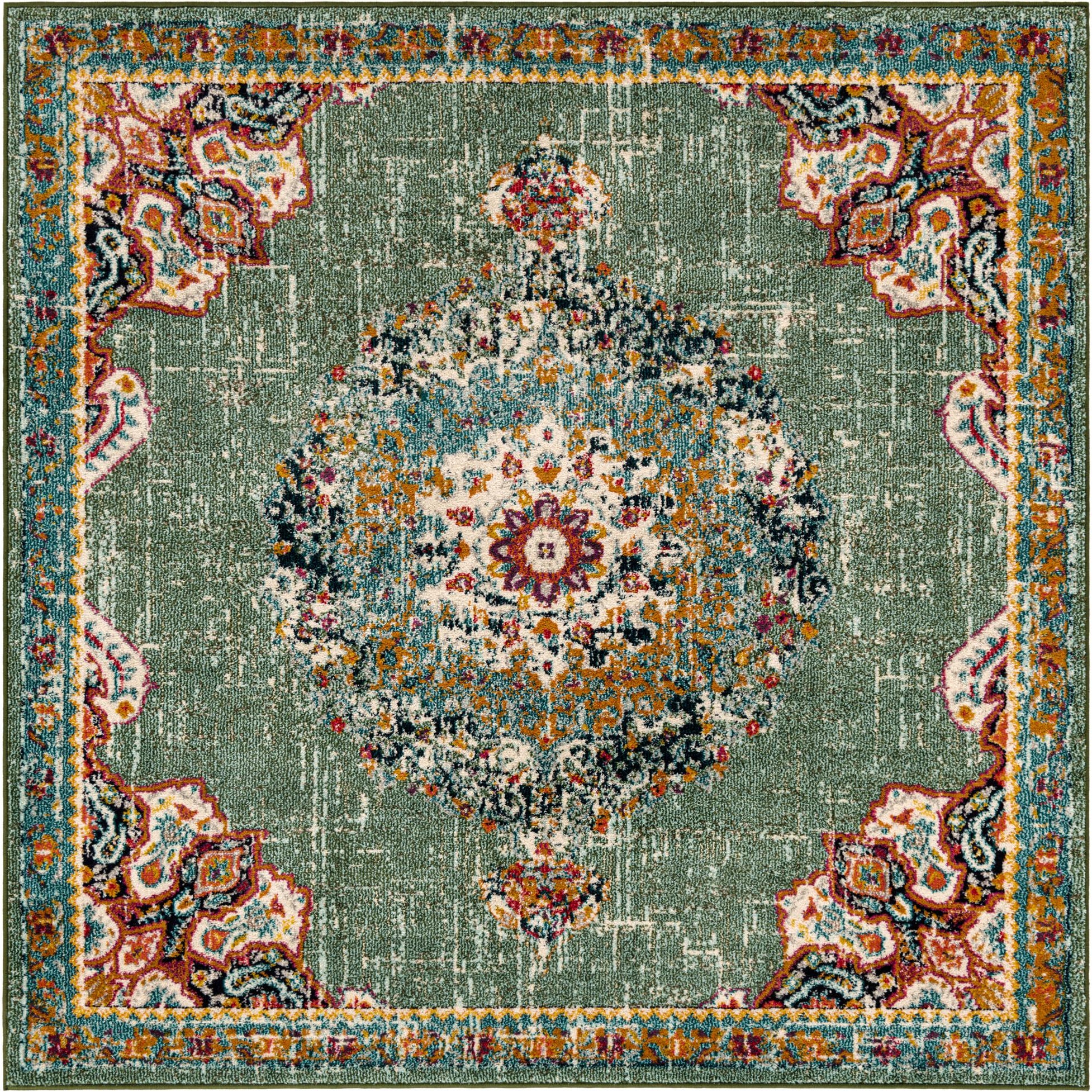 Green 7' x 7' Madeline Square Rug | Rugs.com