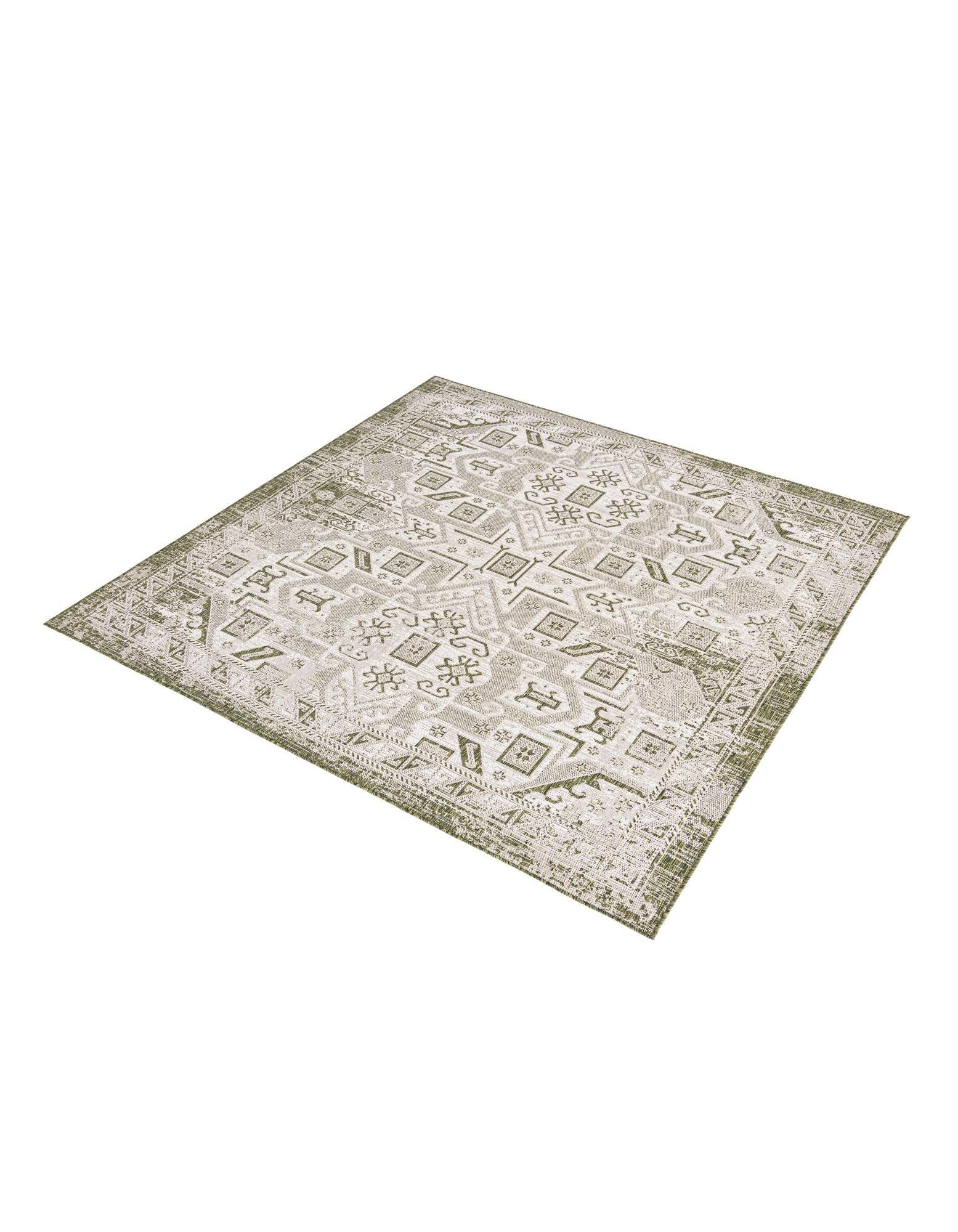 Green 7' 10 x 7' 10 Aztec Indoor / Outdoor Square Rug | Rugs.com
