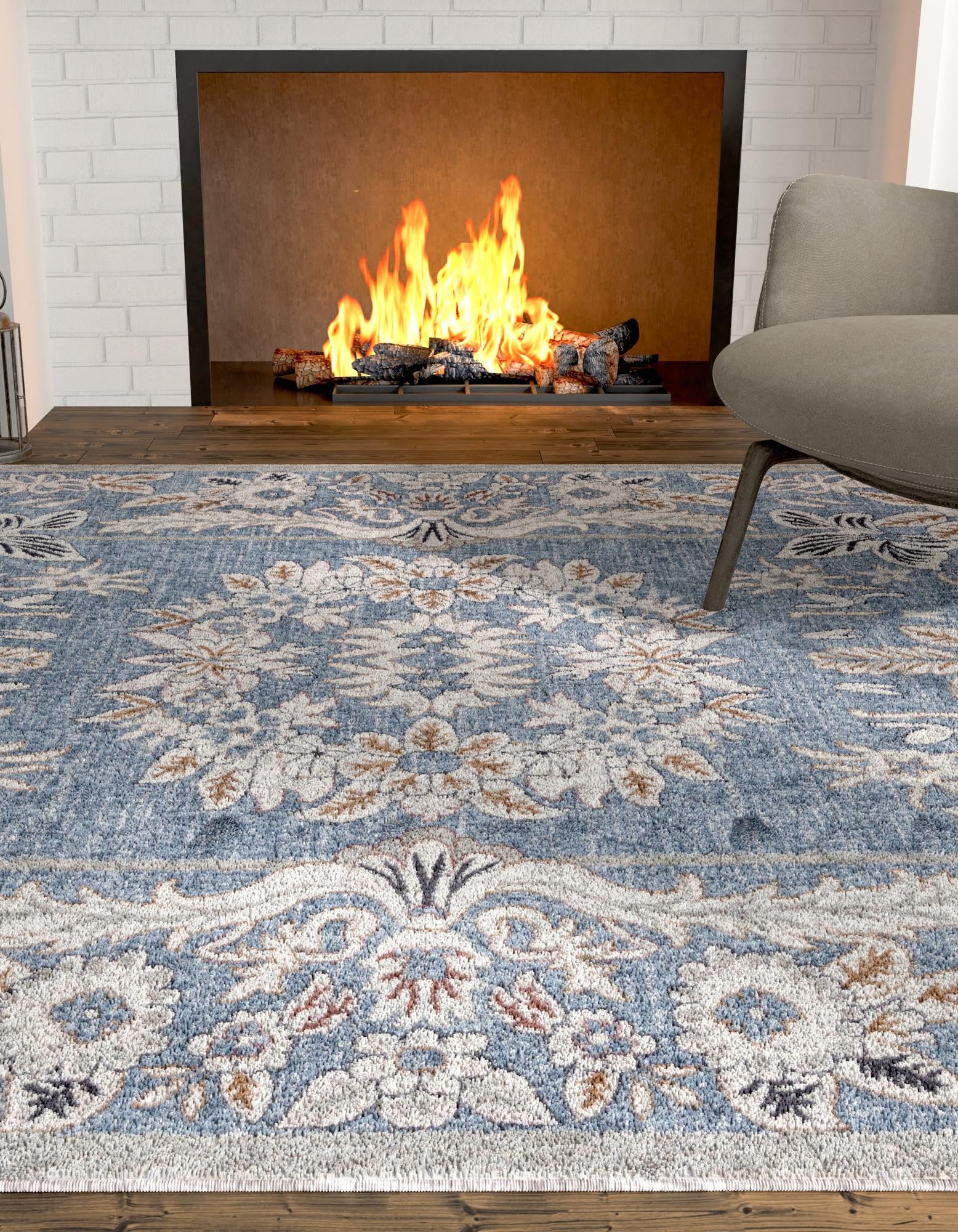 Harbor Blue 10' x 13' Eco Traditional Rug | Rugs.com