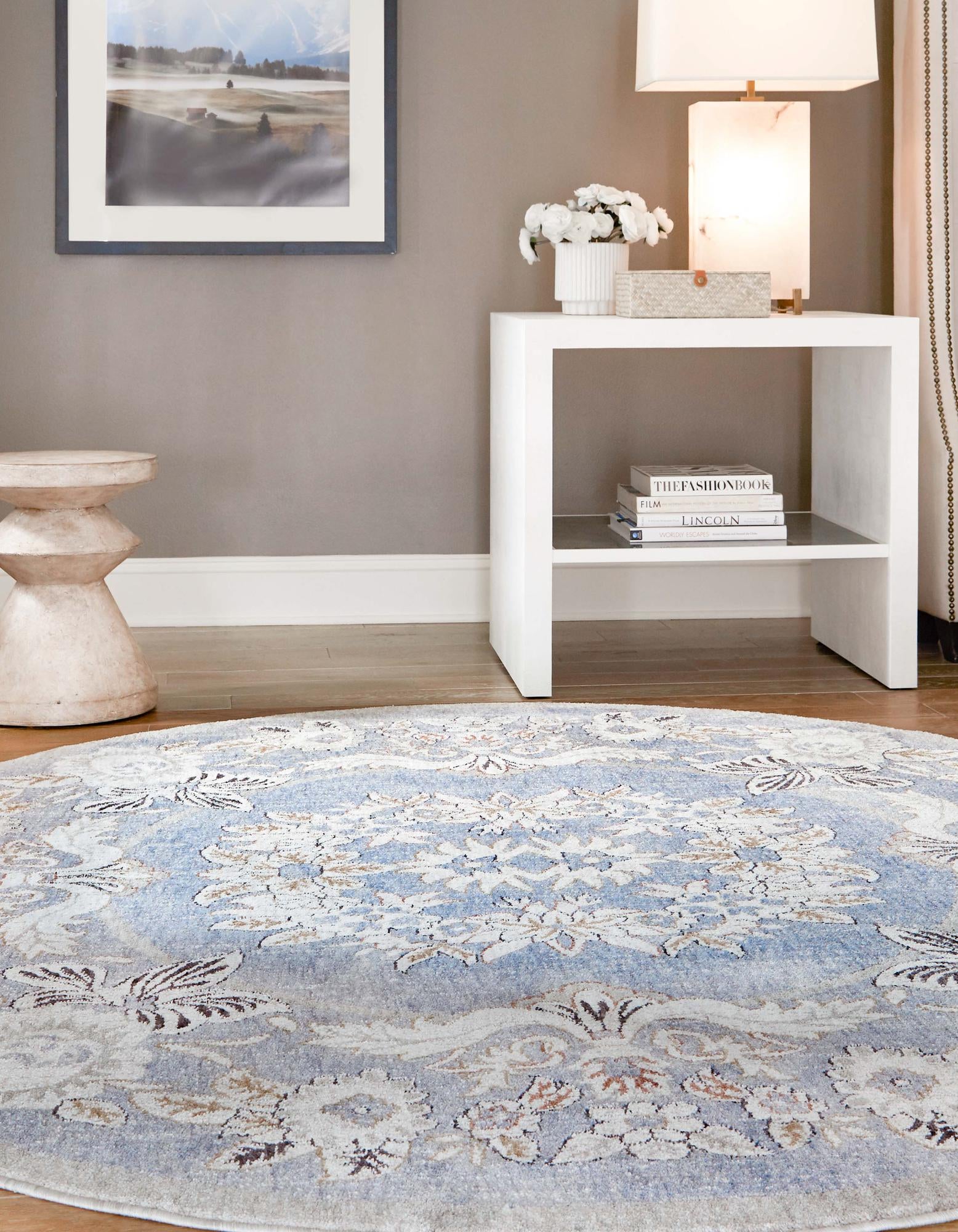 Harbor Blue 7' x 7' Eco Traditional Round Rug | Rugs.com