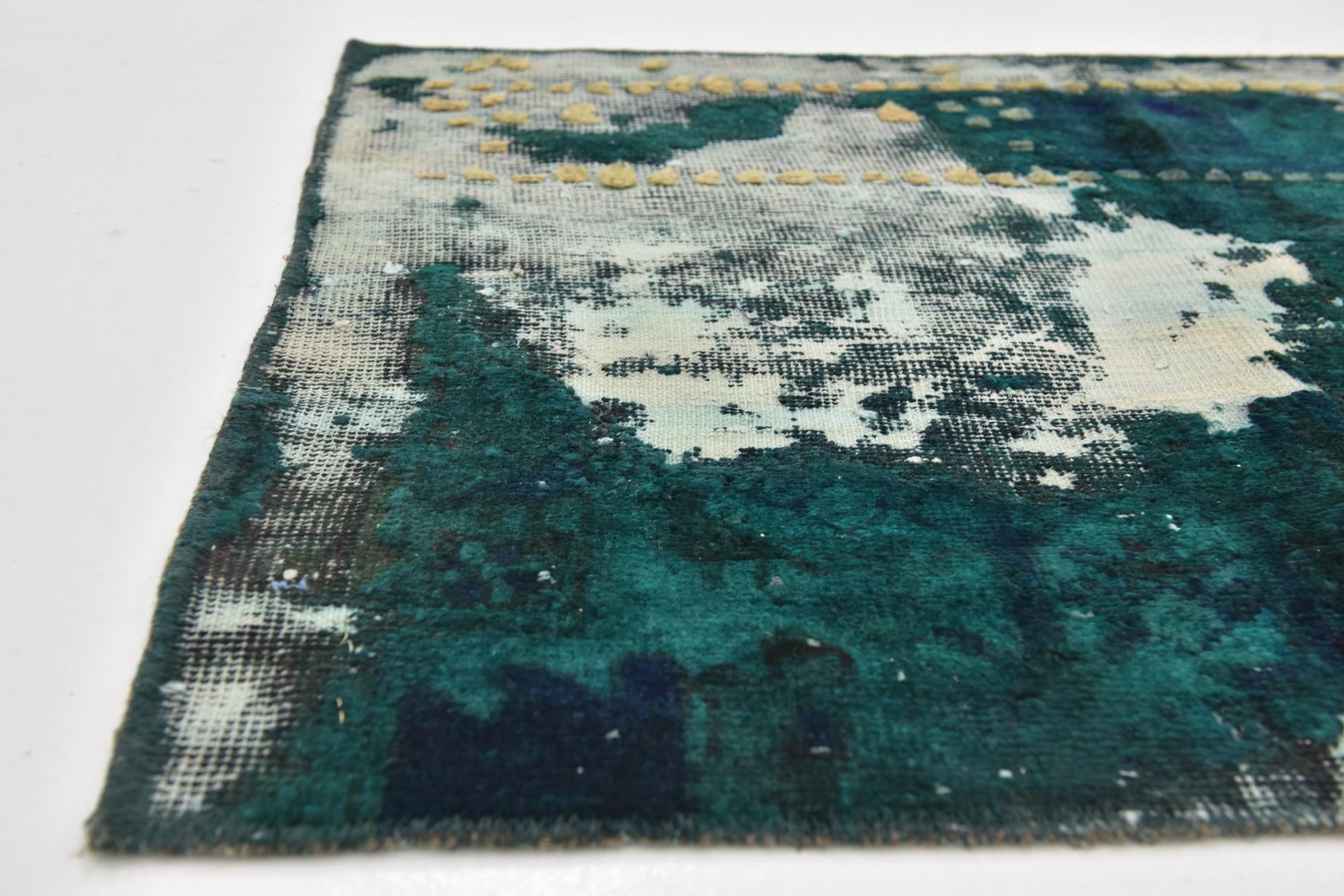 Hunter Green 2' 8 x 4' 10 Hand Knotted Ultra Vintage Persian Wool Rug ...