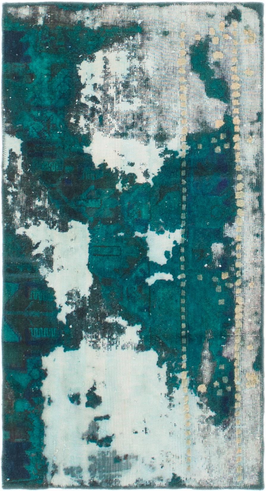 Hunter Green 2' 8 x 4' 10 Hand Knotted Ultra Vintage Persian Wool Rug ...