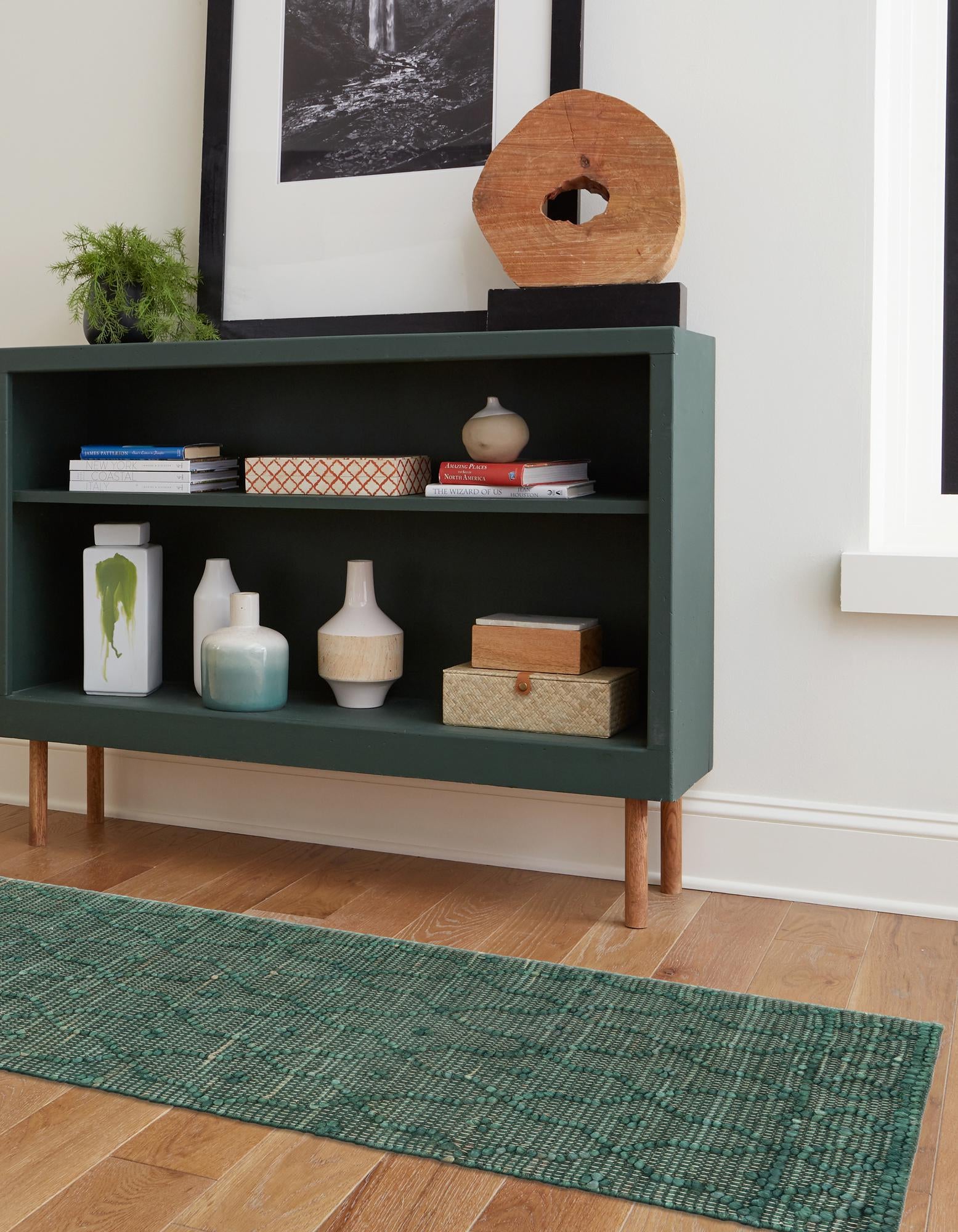 Hunter Green 2' 7 x 9' 10 Hand Woven Larsa Jute Runner Rug | Rugs.com