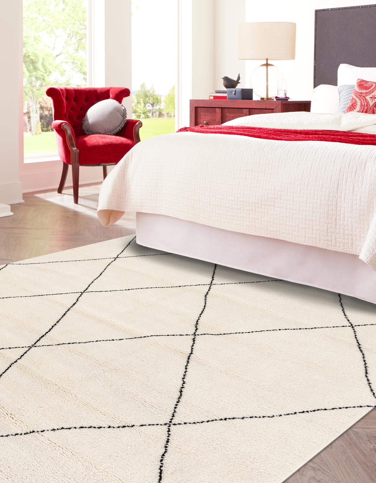 Ivory and Black 7' 10 x 7' 10 Hand Knotted Safiya Moroccan Wool Square ...