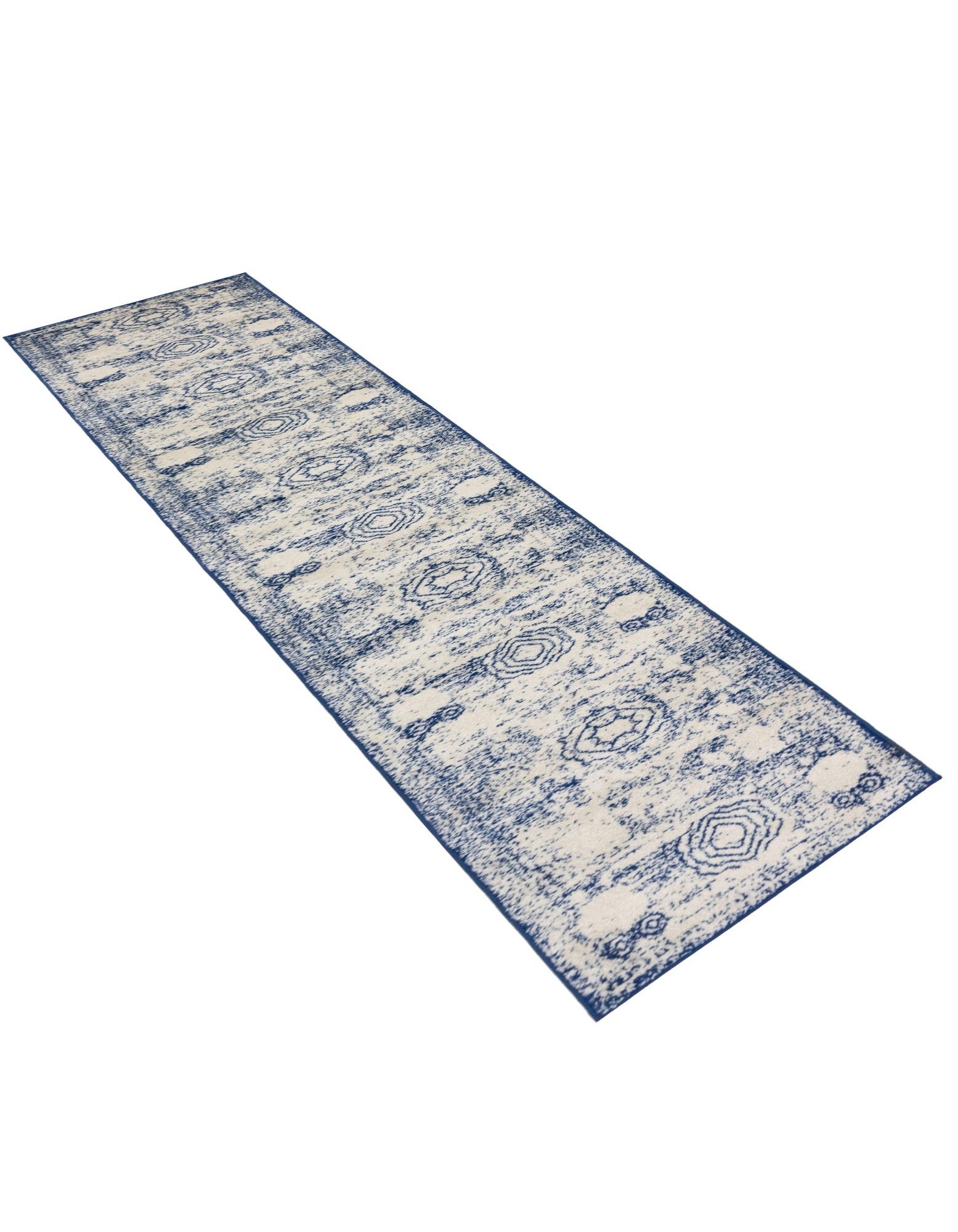 Ivory and Blue 2' x 13' Dover Runner Rug | Rugs.com
