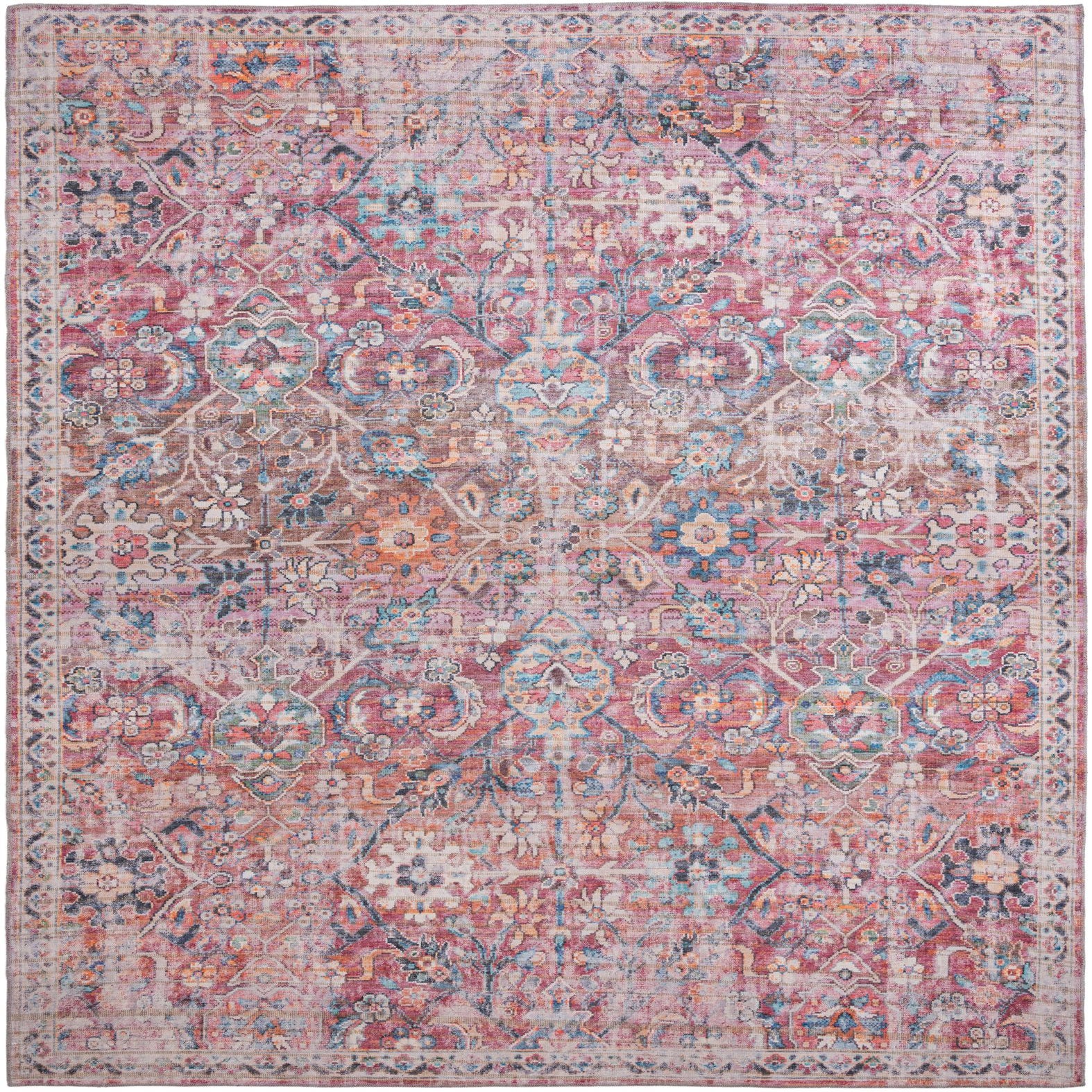 Ivory and Pink 10' 6 x 13' Washable Nostalgia Rug | Rugs.com