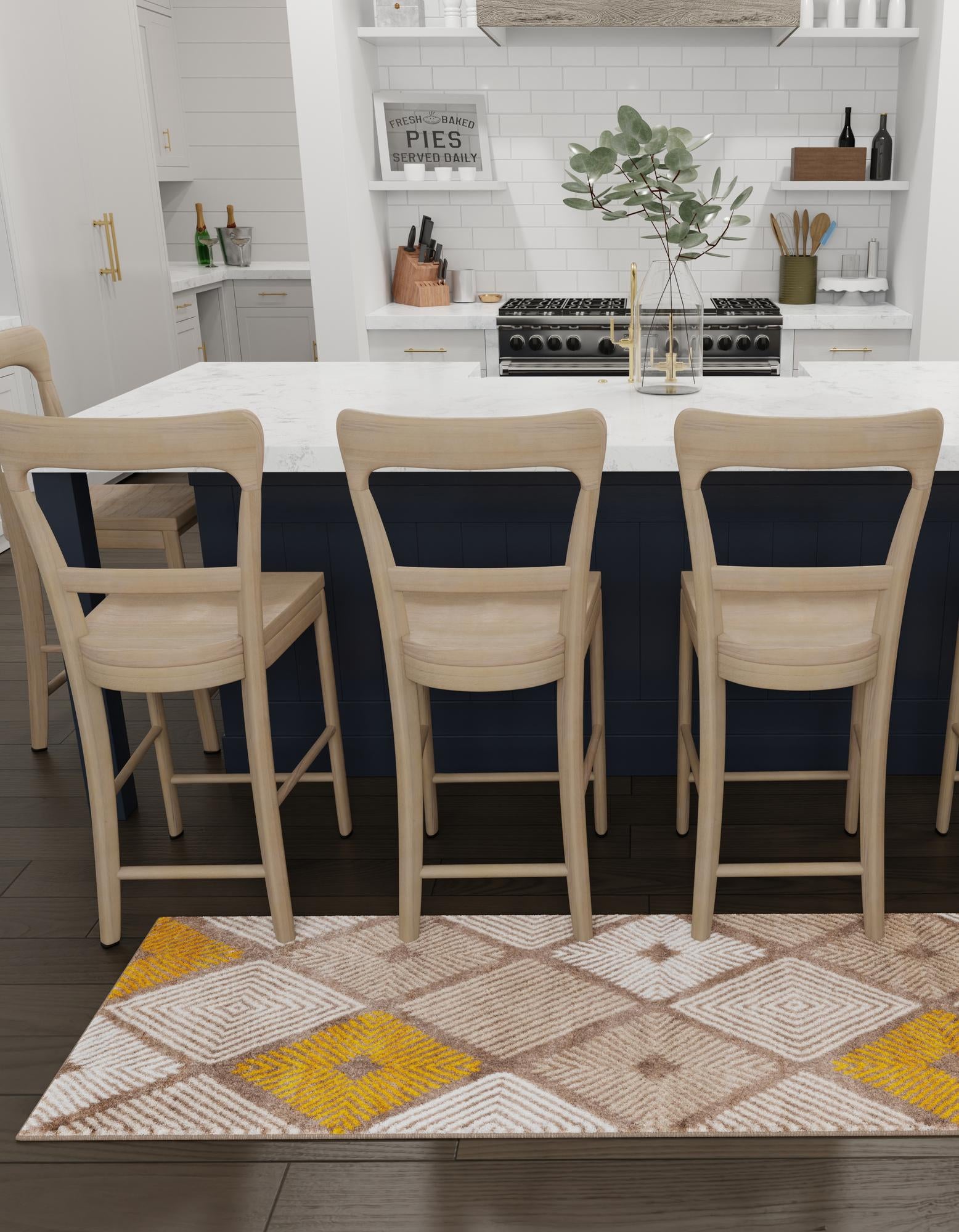 Ivory and Yellow 2' 7 x 8' Laguna Runner Rug | Rugs.com