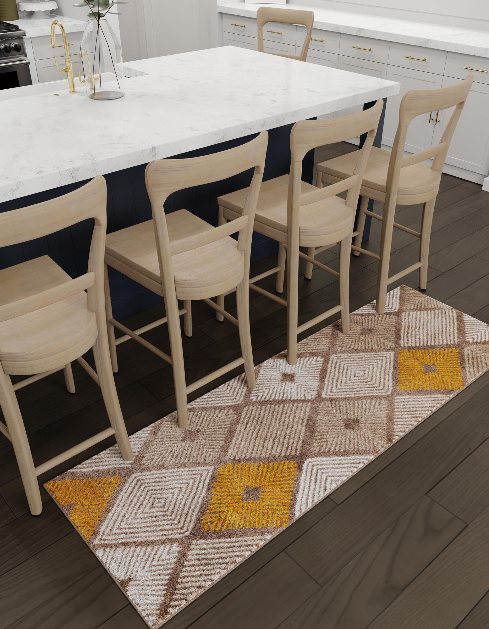 Ivory and Yellow 2' 7 x 8' Laguna Runner Rug | Rugs.com