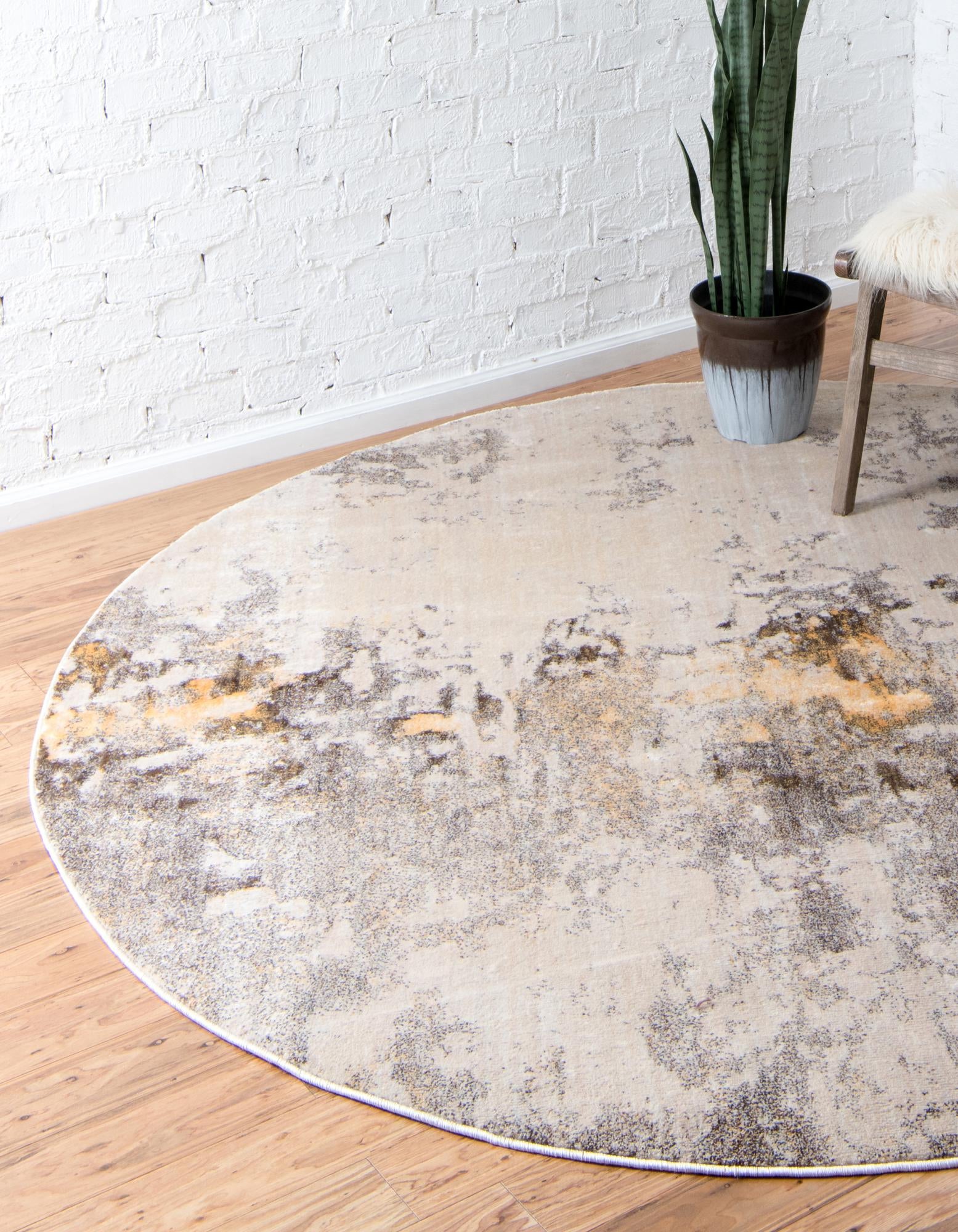 Ivory Beige 5' x 5' Apollo Round Rug | Rugs.com