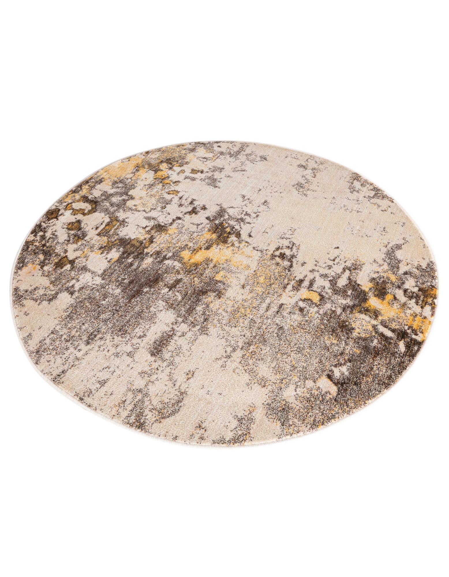 Ivory Beige 5' x 5' Apollo Round Rug | Rugs.com