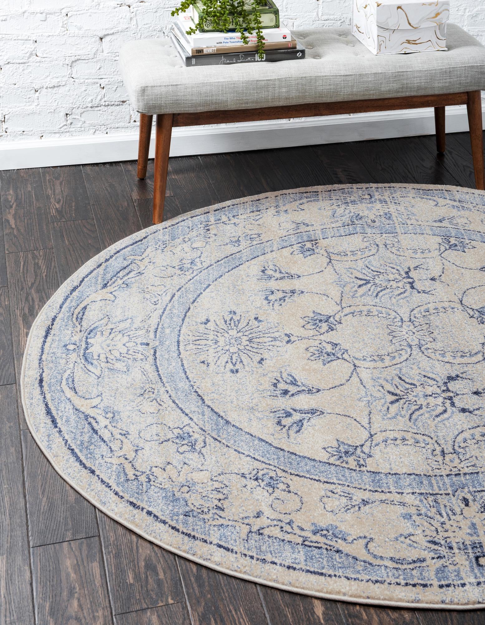 Blue 6' x 6' Miranda Round Rug | Rugs.com
