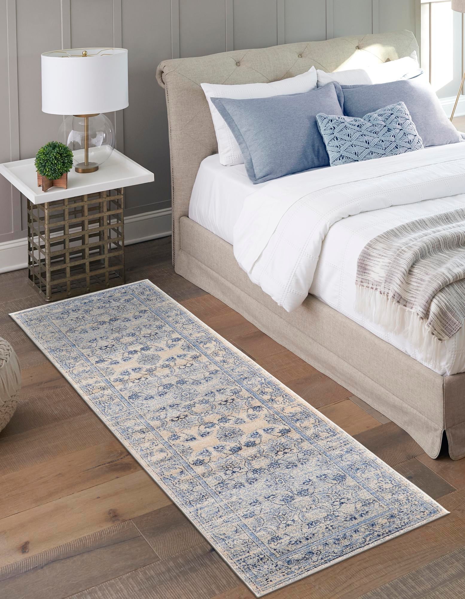 Ivory Blue 2' 7 x 10' Miranda Runner Rug | Rugs.com