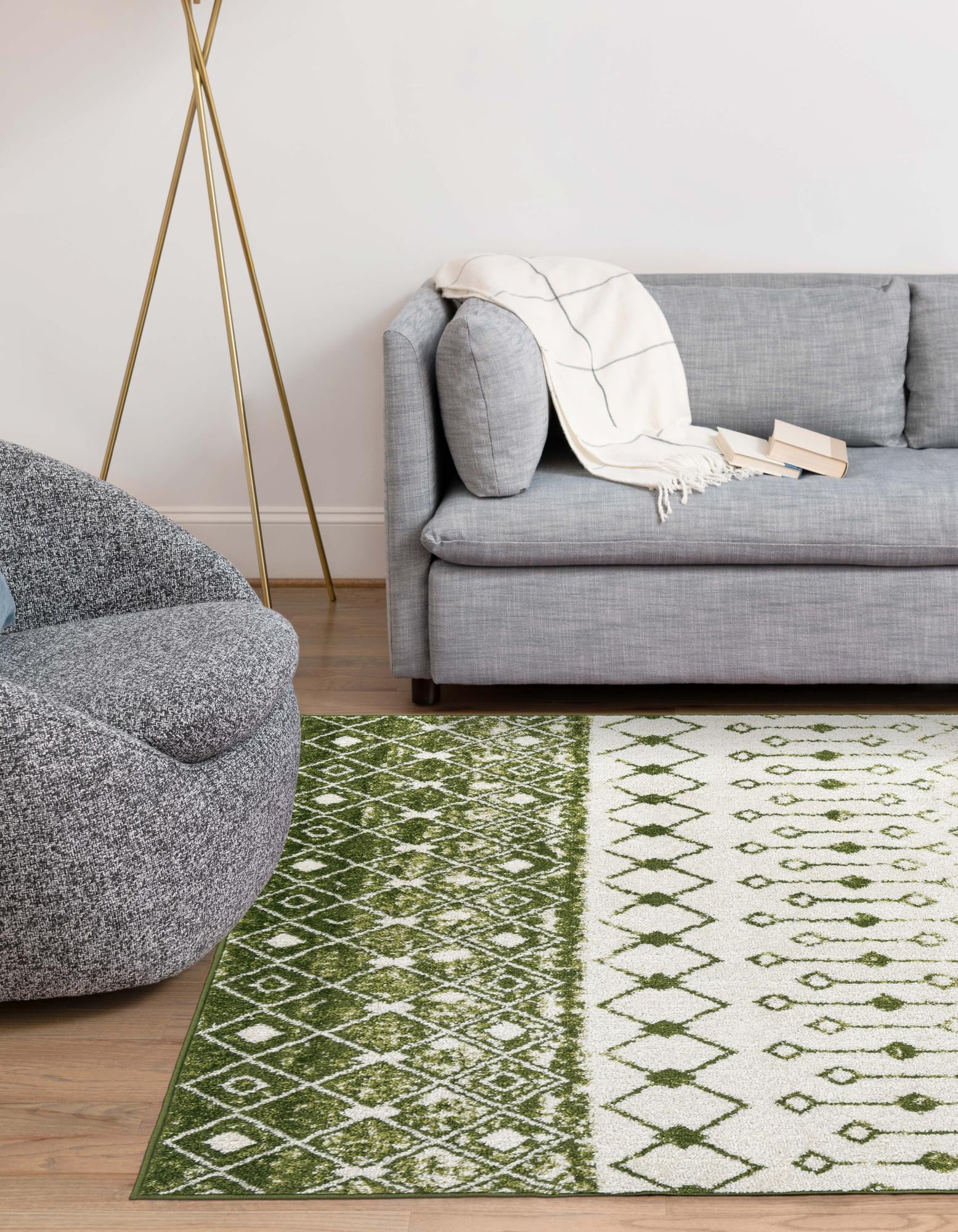 Ivory Green 10' 8 x 14' Moroccan Trellis Rug | Rugs.com