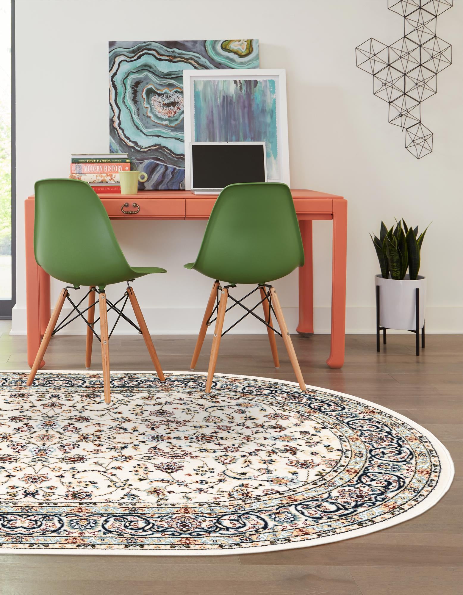 Ivory 4' x 6' Nain Design Oval Rug | Rugs.com