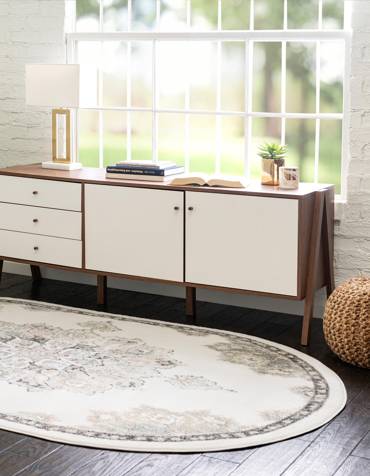 Ivory 4' x 6' Parker Oval Rug | Rugs.com