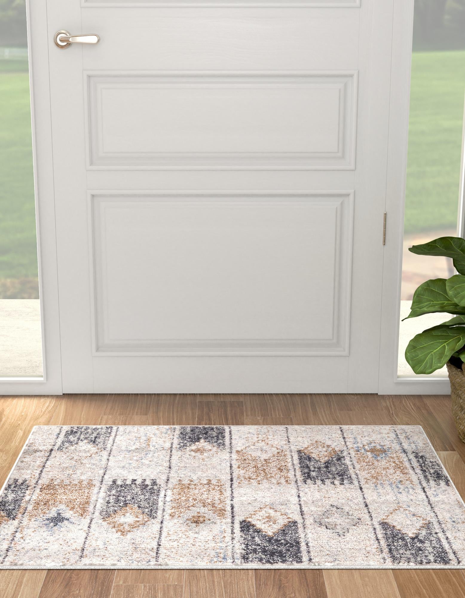 Ivory 5' 3 x 8' Eco Southwestern Rug | Rugs.com