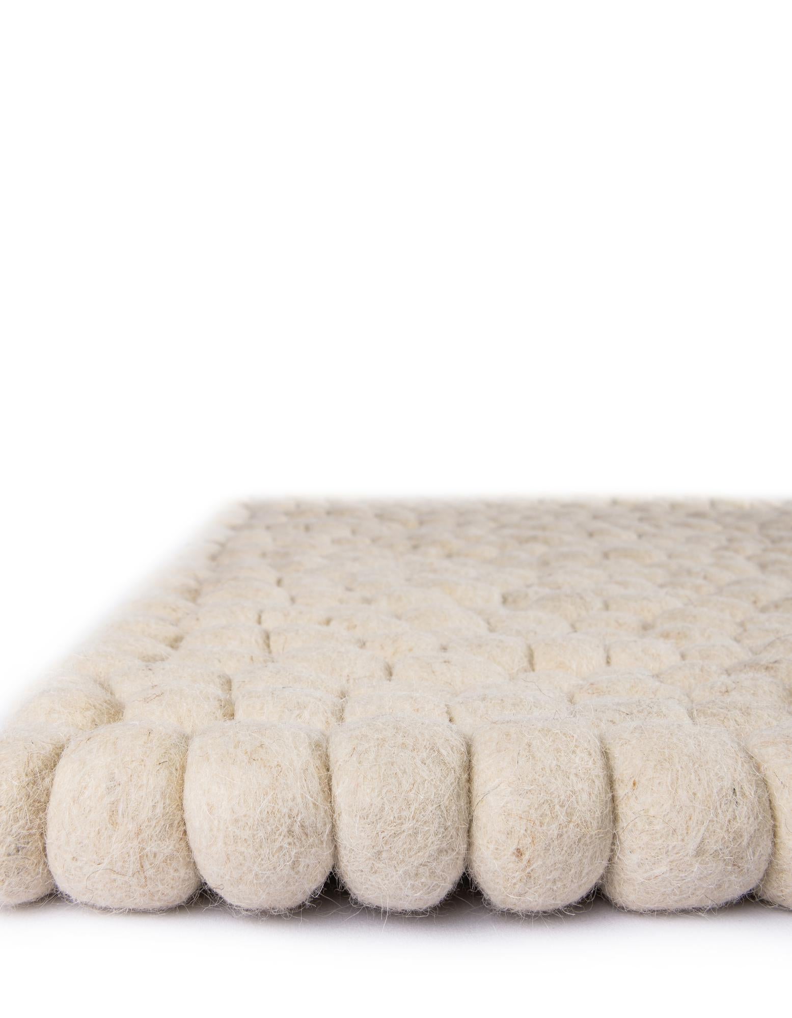 Ivory 9' x 12' Hand Woven Felt Ball Wool Rug | Rugs.com
