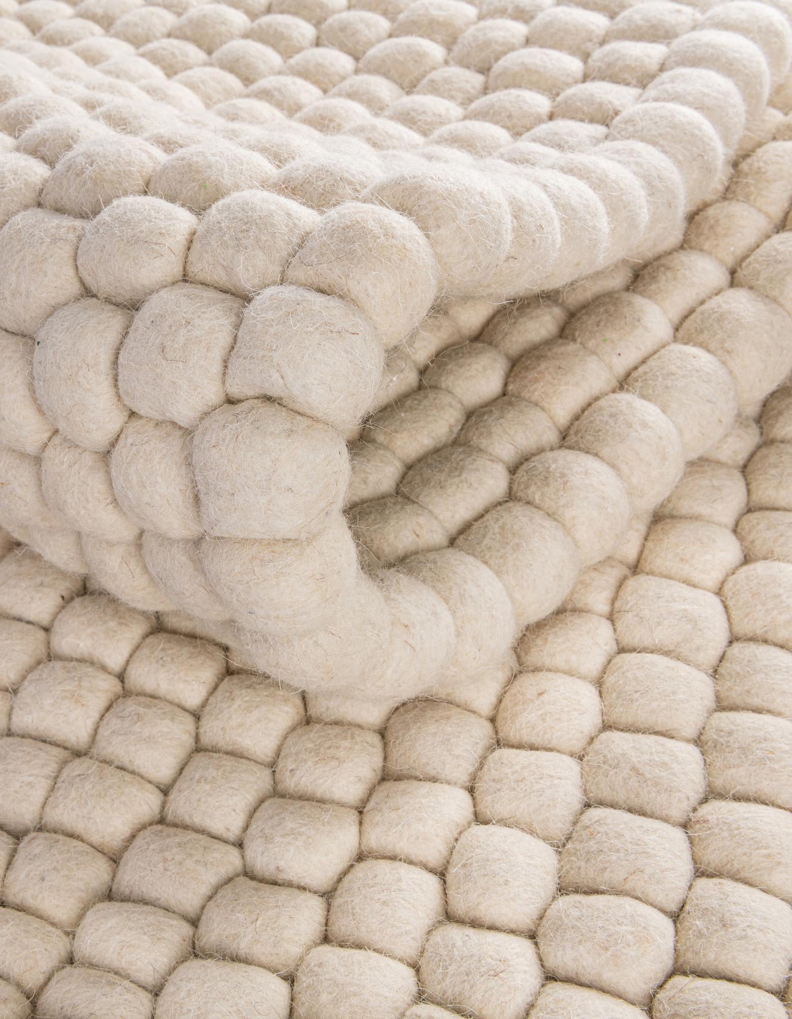 Ivory 9' x 12' Hand Woven Felt Ball Wool Rug | Rugs.com
