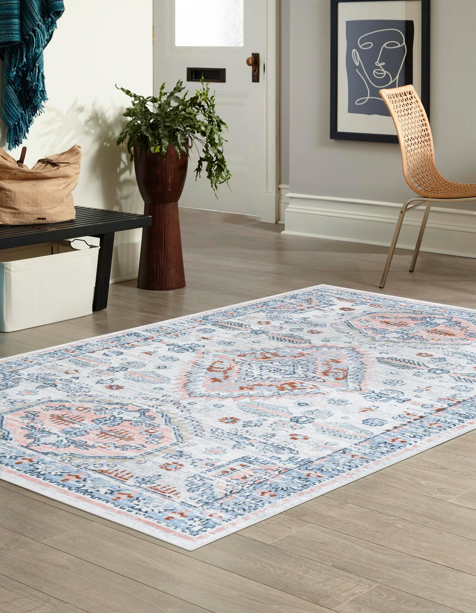 Ivory 5' 3 x 8' Kamala Washable Rug | Rugs.com
