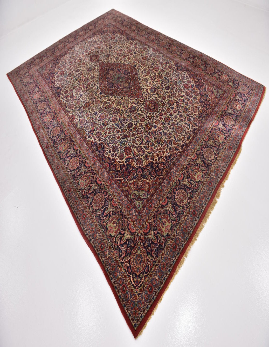 Ivory 8' 8 x 12' 2 Hand Knotted Kashan Persian Rug | Rugs.com