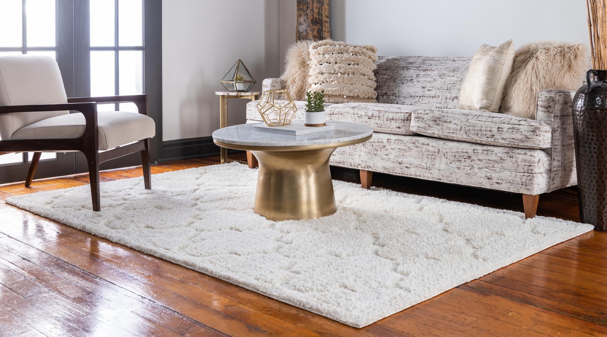 Ivory 8' x 10' Lattice Shag Rug | Rugs.com