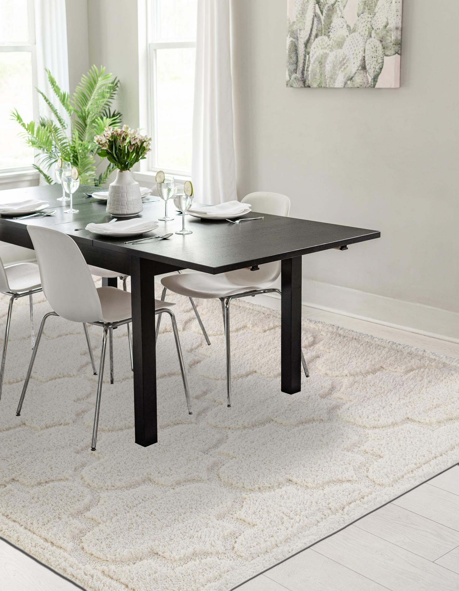 Ivory 8' x 10' Lattice Shag Rug | Rugs.com