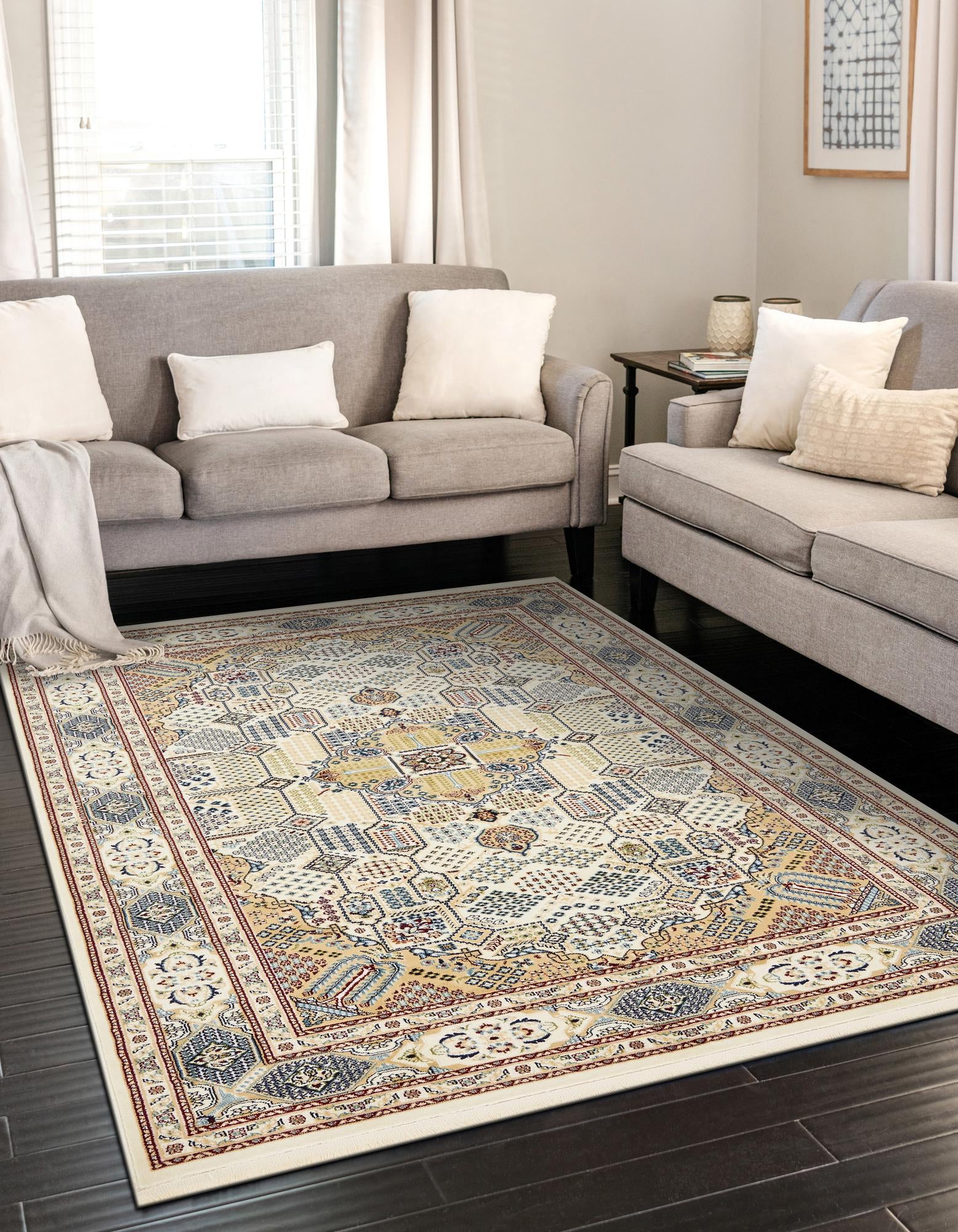 Cream 8' x 10' Nain Design Rug | Rugs.com