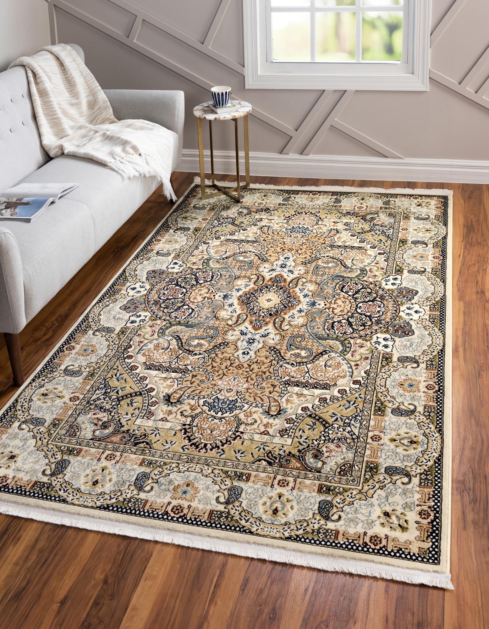 Ivory 8' x 10' Nain Design Rug | Rugs.com