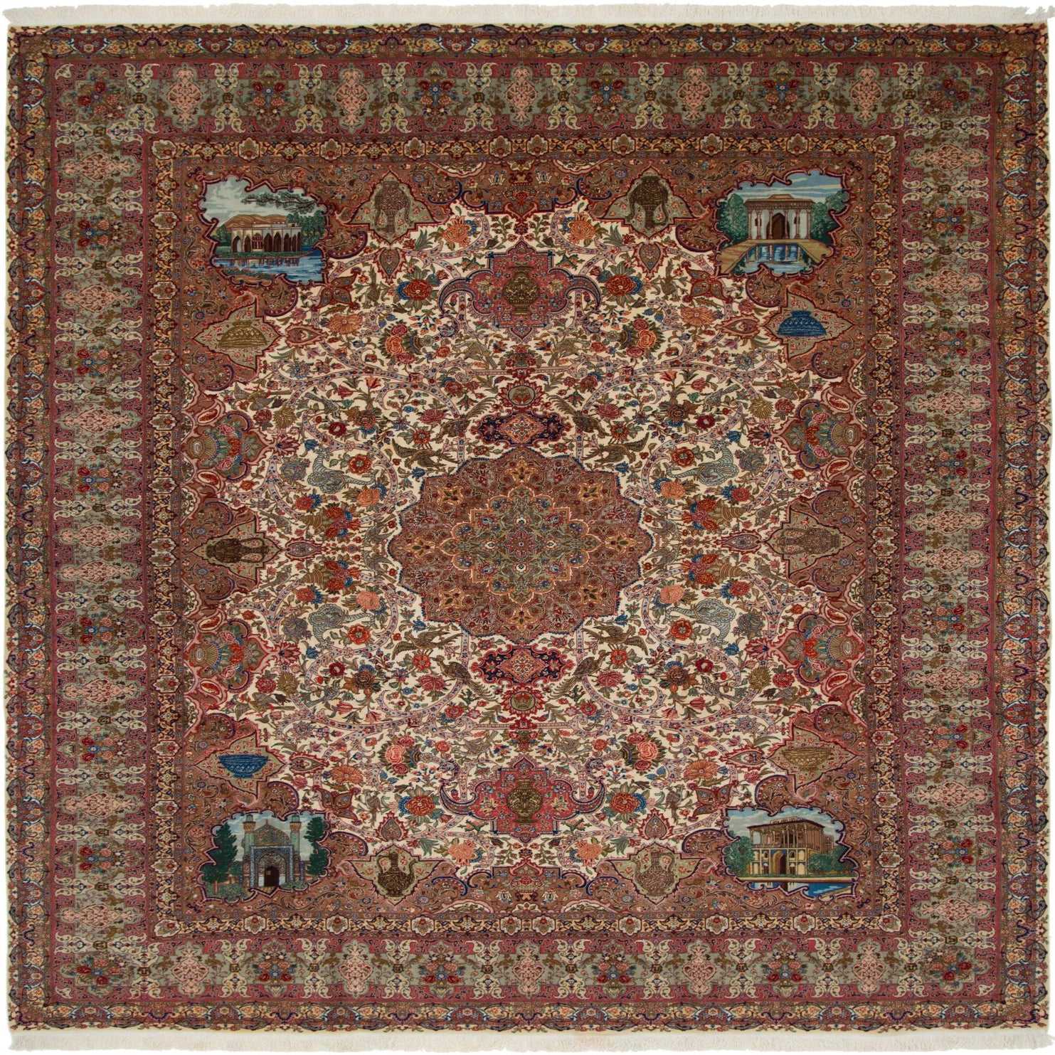Ivory 9' 9 x 12' 8 Hand Knotted Tabriz Persian Rug | Rugs.com