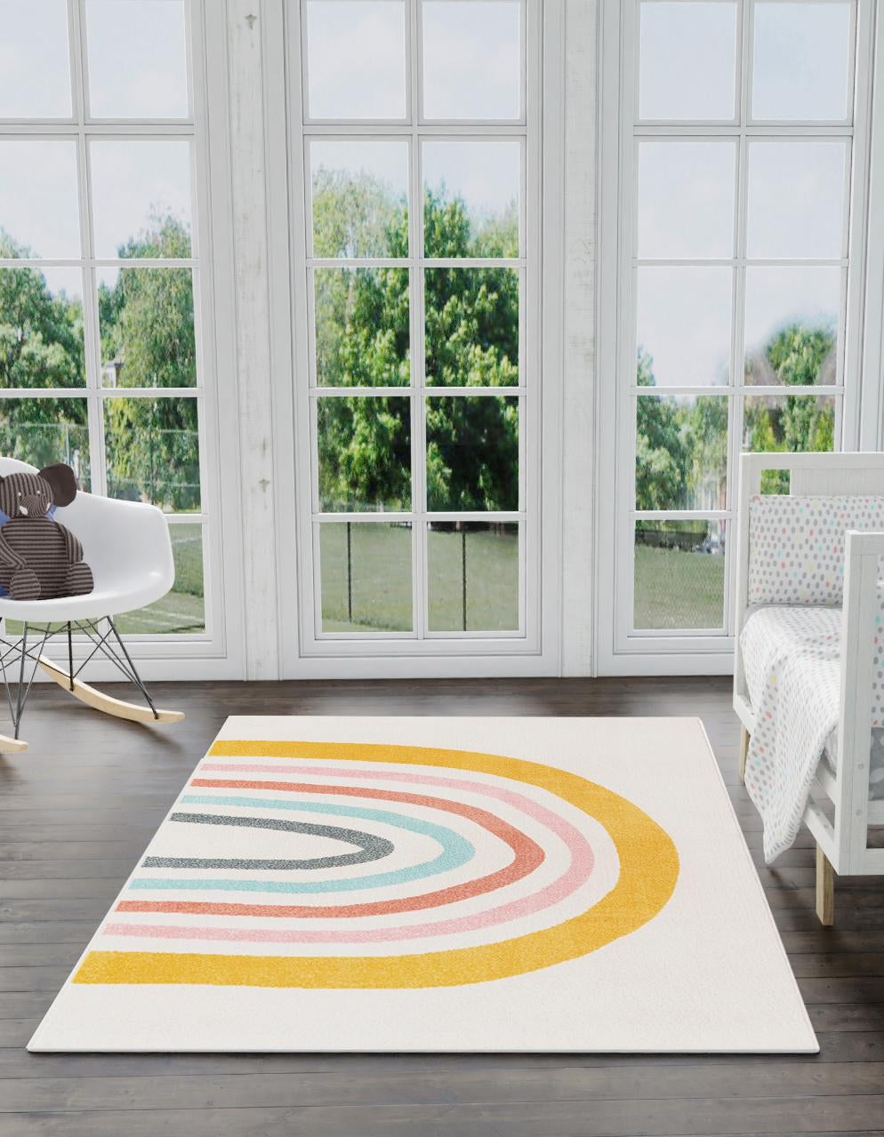 Ivory 4' x 6' Rainbow Whimsy Kids Rug | Rugs.com