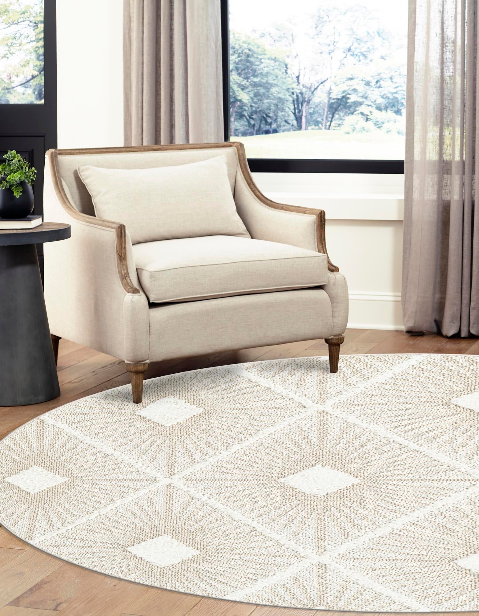 Ivory 7' 10 x 7' 10 Boho Round Rug | Rugs.com