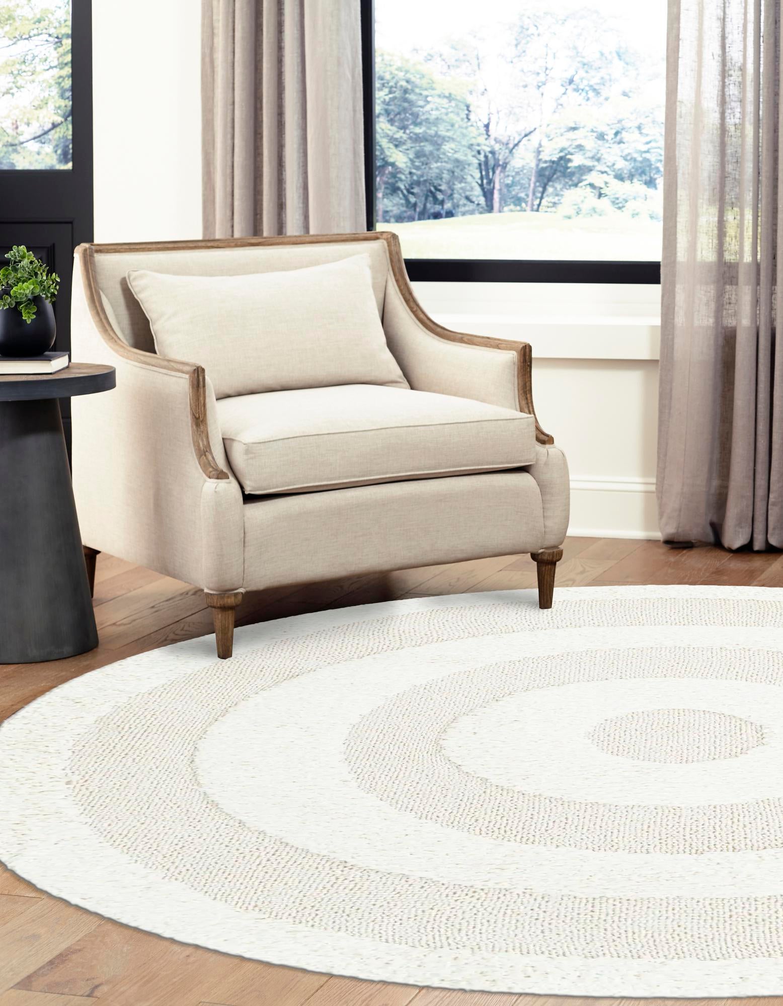 Ivory 5' 3 x 5' 3 Boho Round Rug | Rugs.com