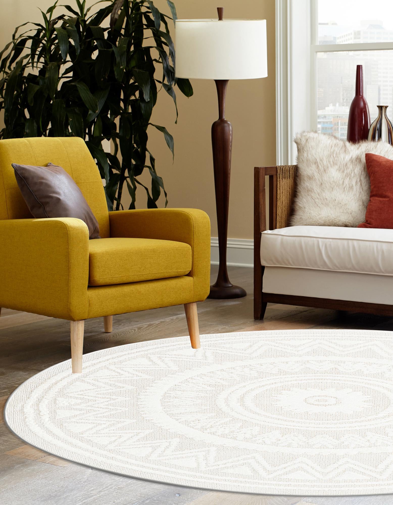 Ivory 3' 3 x 3' 3 Boho Round Rug | Rugs.com