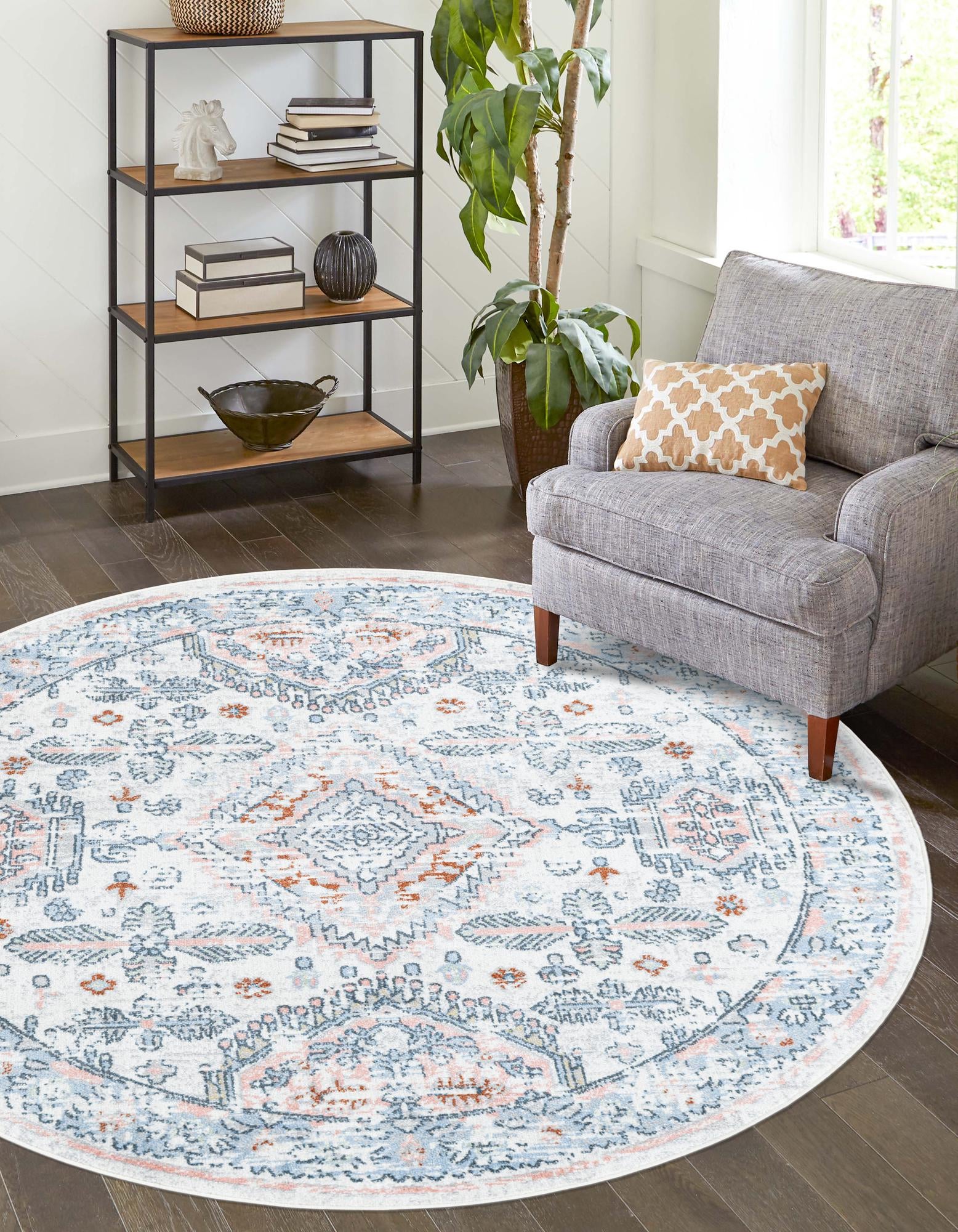 Ivory 3' 3 x 3' 3 Kamala Washable Round Rug | Rugs.com