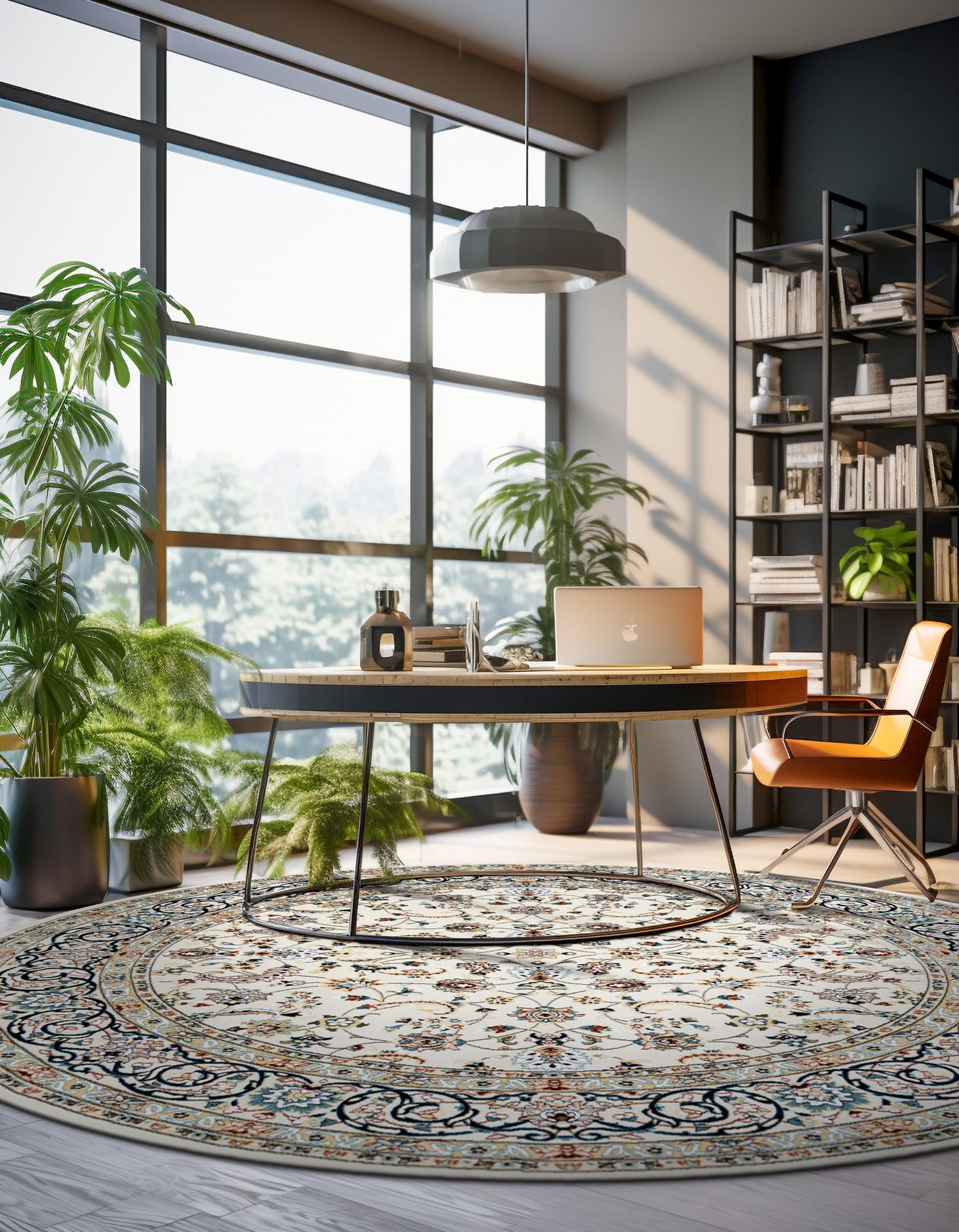 Ivory 4' x 4' Nain Design Round Rug | Rugs.com